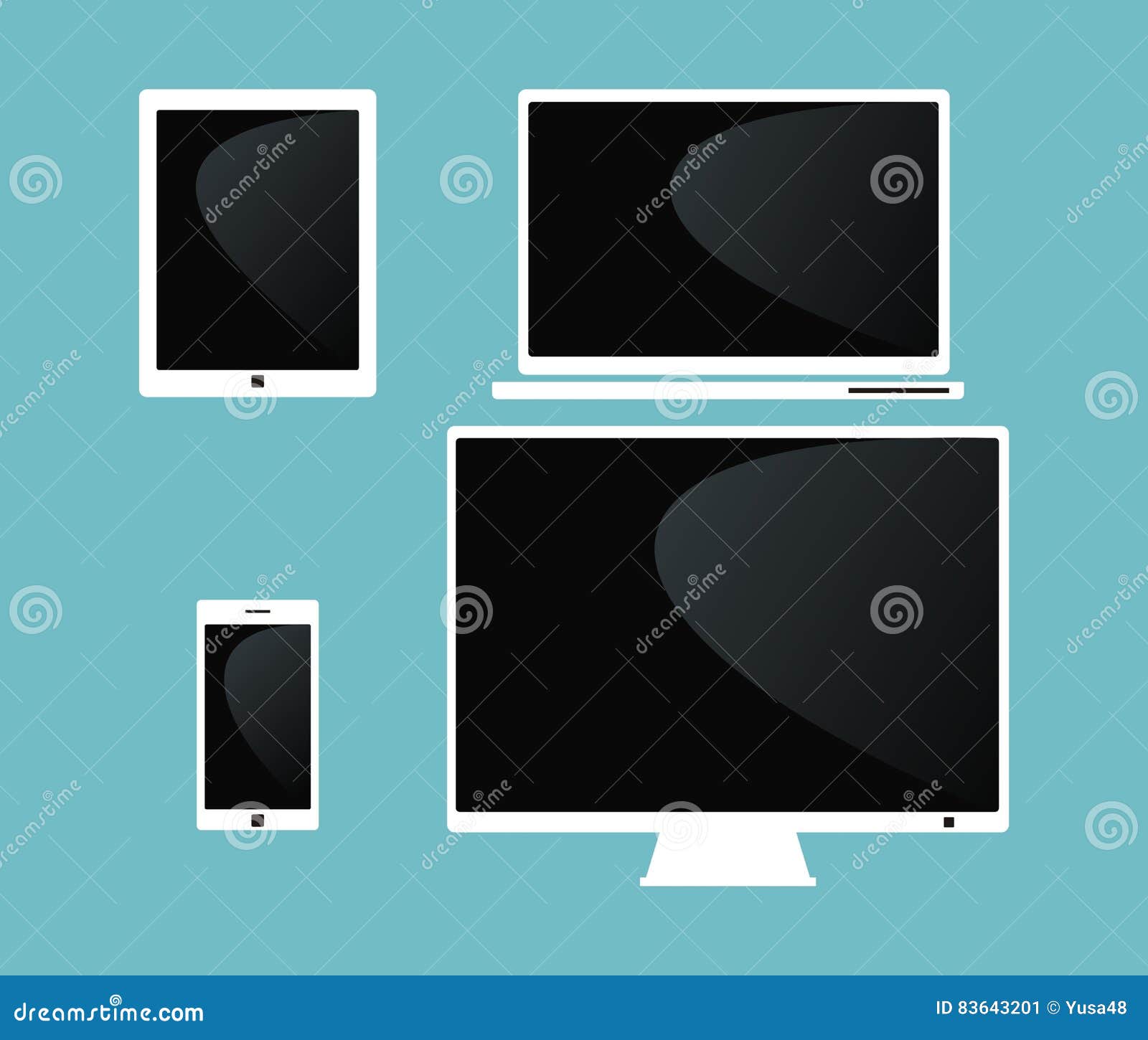 Set multimedia devices. stock illustration. Illustration of monitor ...