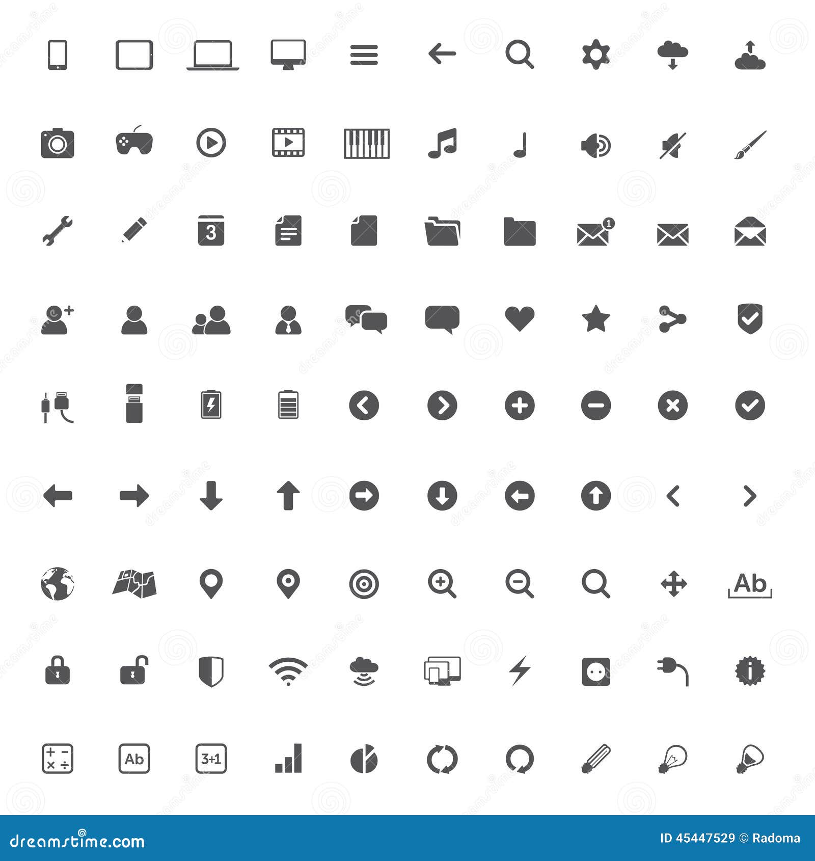 Set of Multimedia Icons for Web and Mobile Stock Vector - Illustration ...