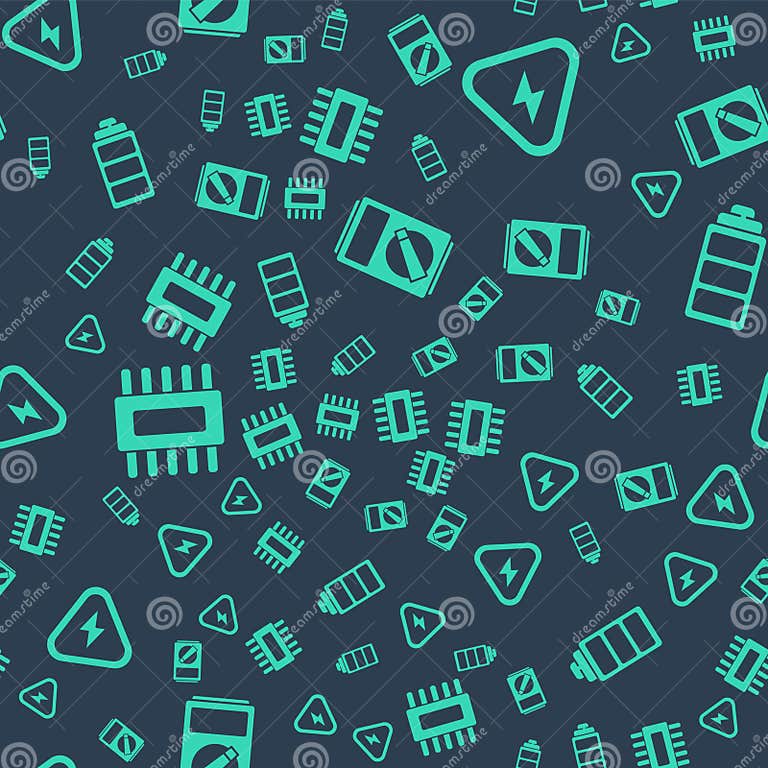 Set Multimeter, High Voltage, Processor with Microcircuits CPU and Battery Charge Level ...