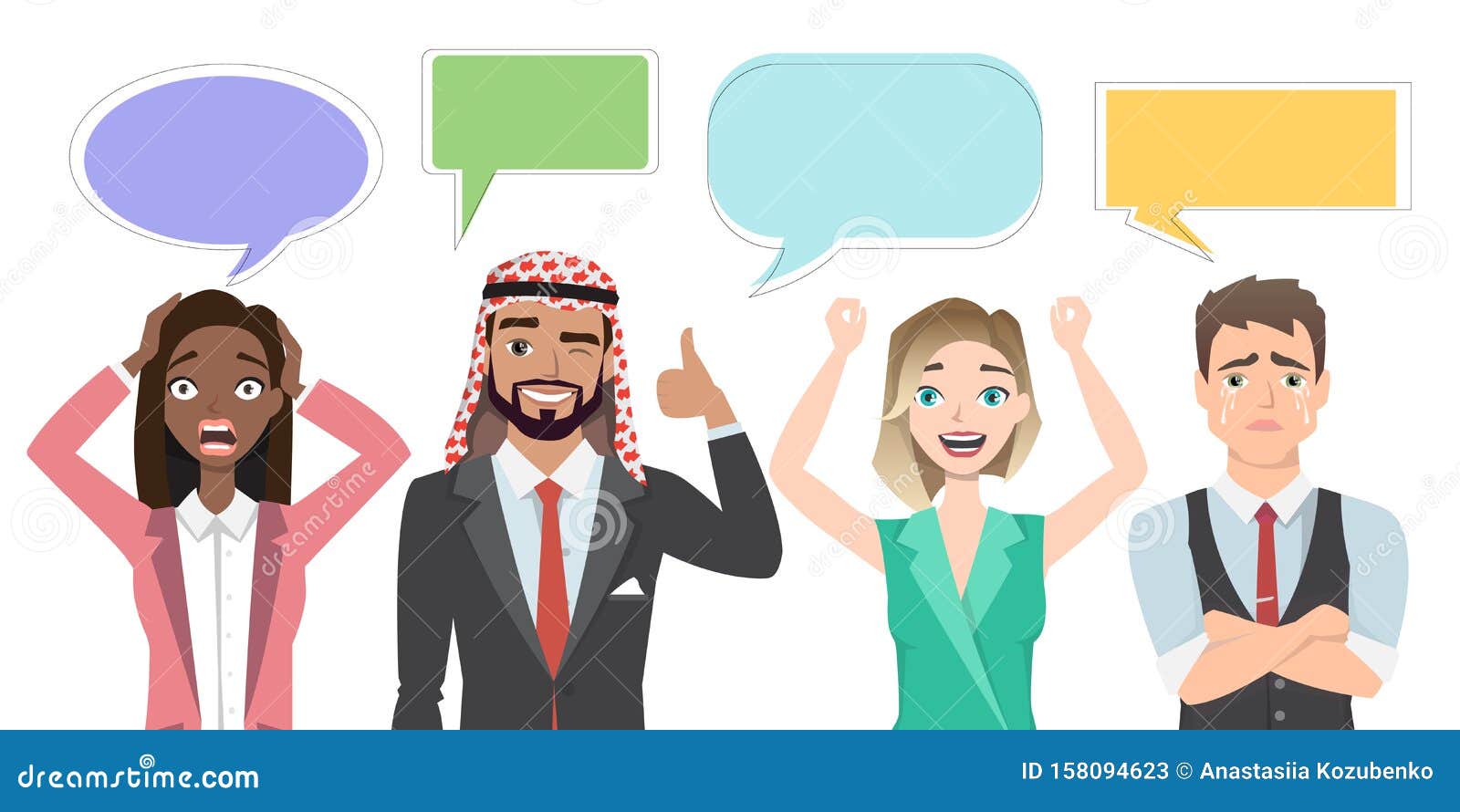 Set of Multinational Characters Speaking with Speech Bubble. People in ...