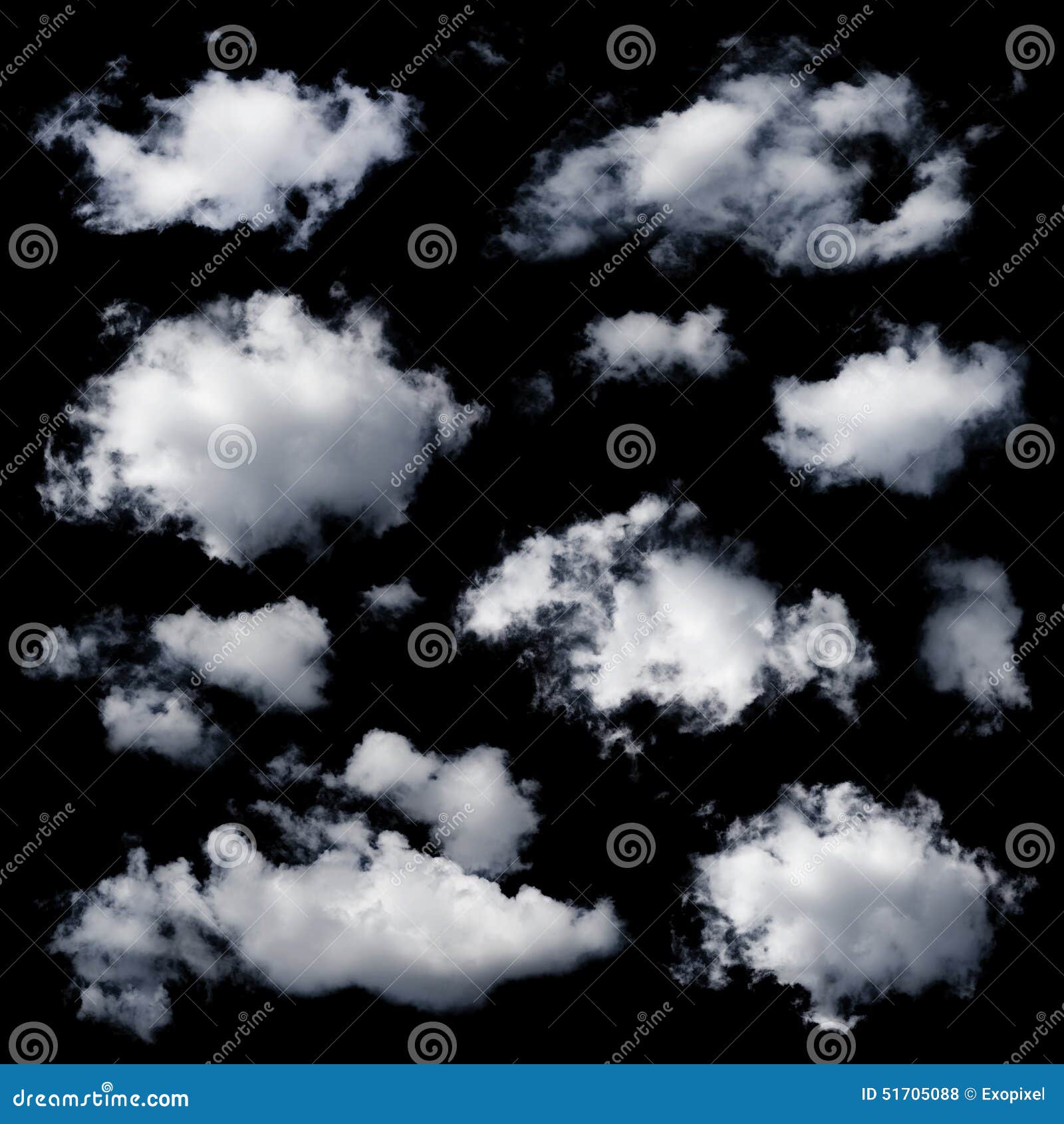 Set of Multiple Clouds Isolated Stock Photo - Image of isolated ...