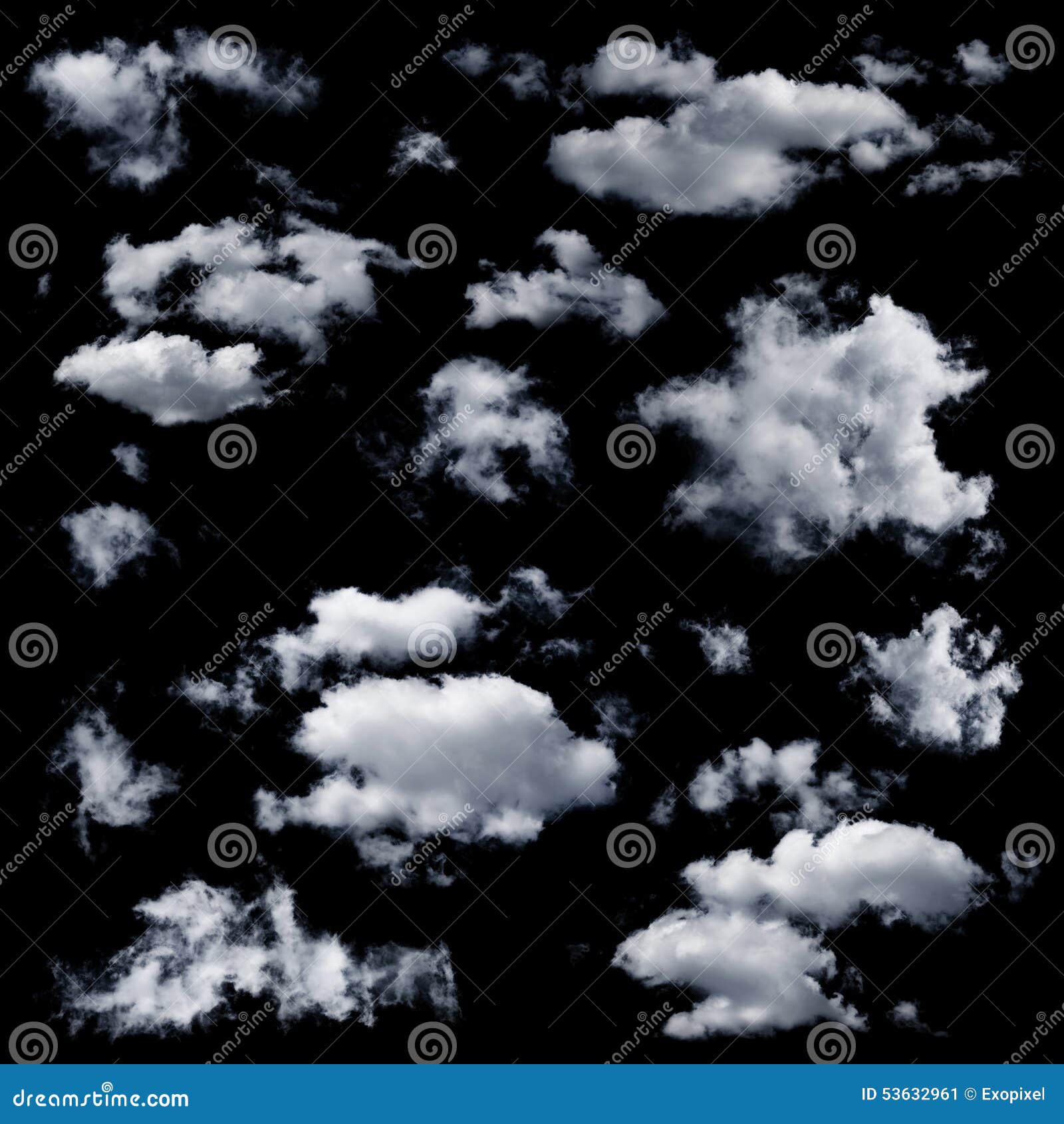 Set of Multiple Clouds Isolated Stock Image - Image of black, fluffy ...