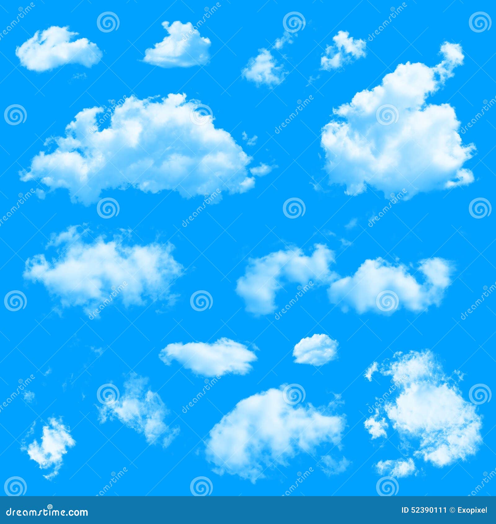 Set of Multiple Clouds Isolated Stock Image - Image of color, isolated ...