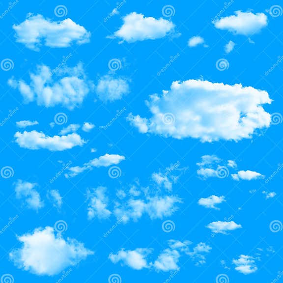 Set of Multiple Clouds Isolated Stock Photo - Image of clear, nature ...