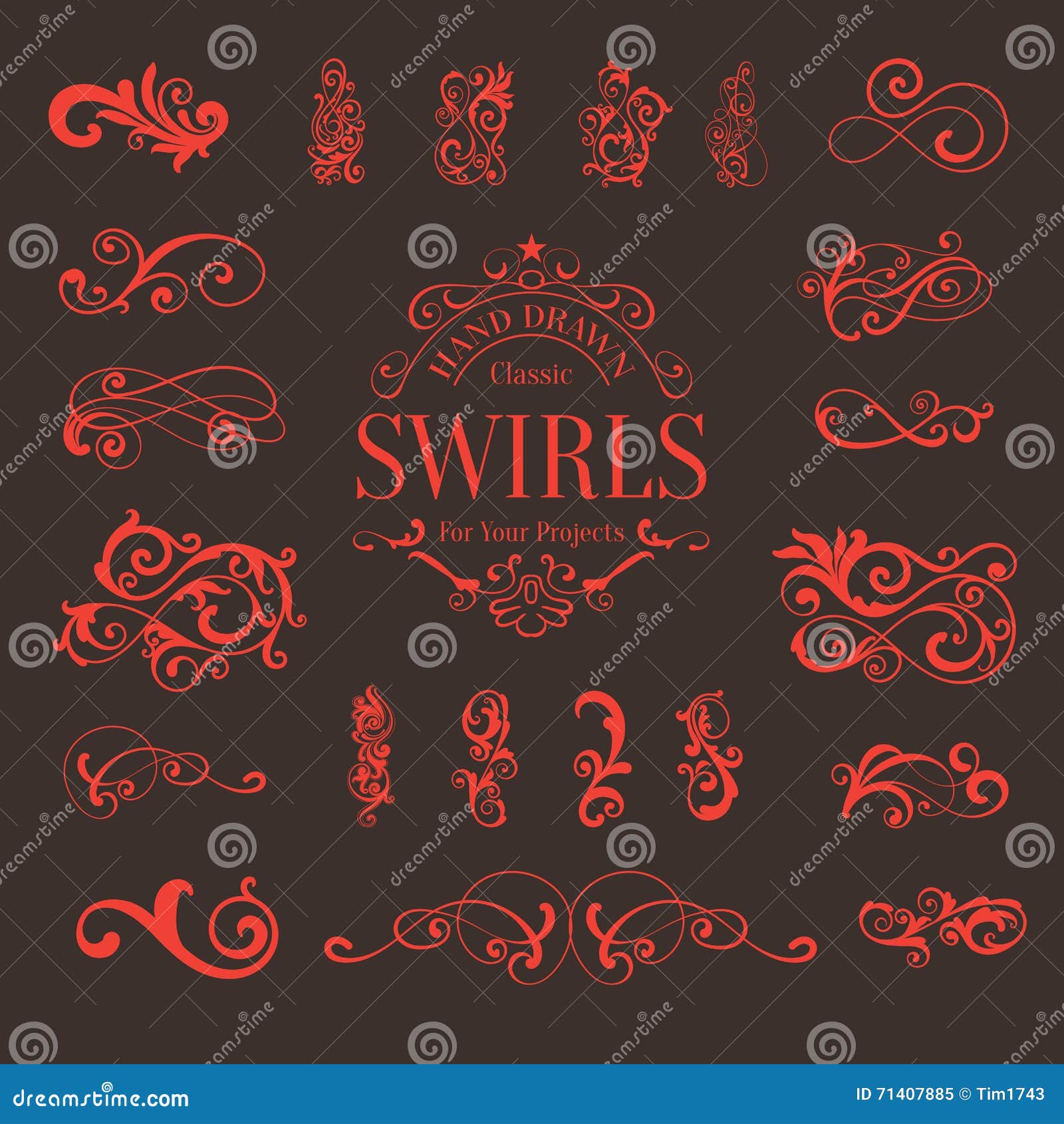 Set of Multiple Different Classic Swirls Stock Vector - Illustration of ...