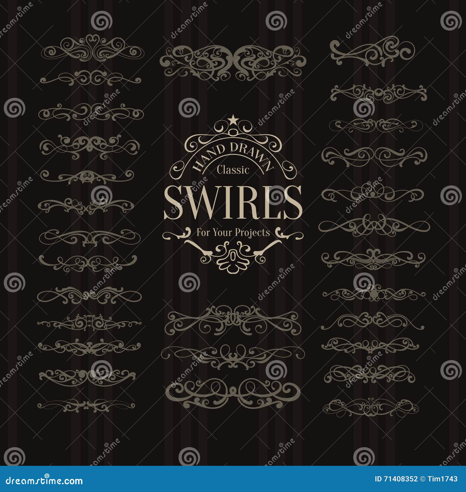 Set Of Multiple Different Classic Swirls Vector Illustration ...