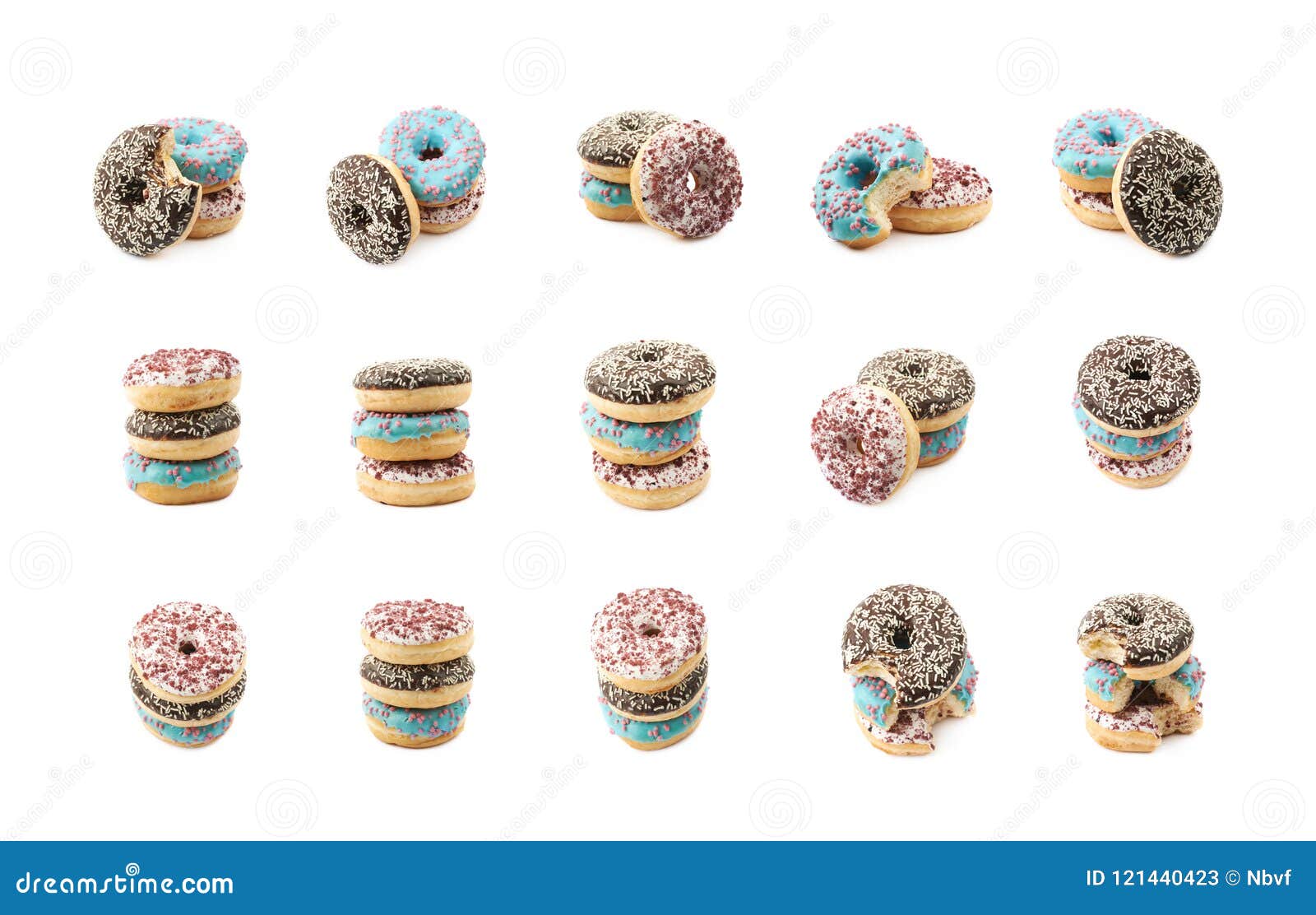 Set of Multiple Glazed Donuts Isolated Stock Image - Image of bakery ...