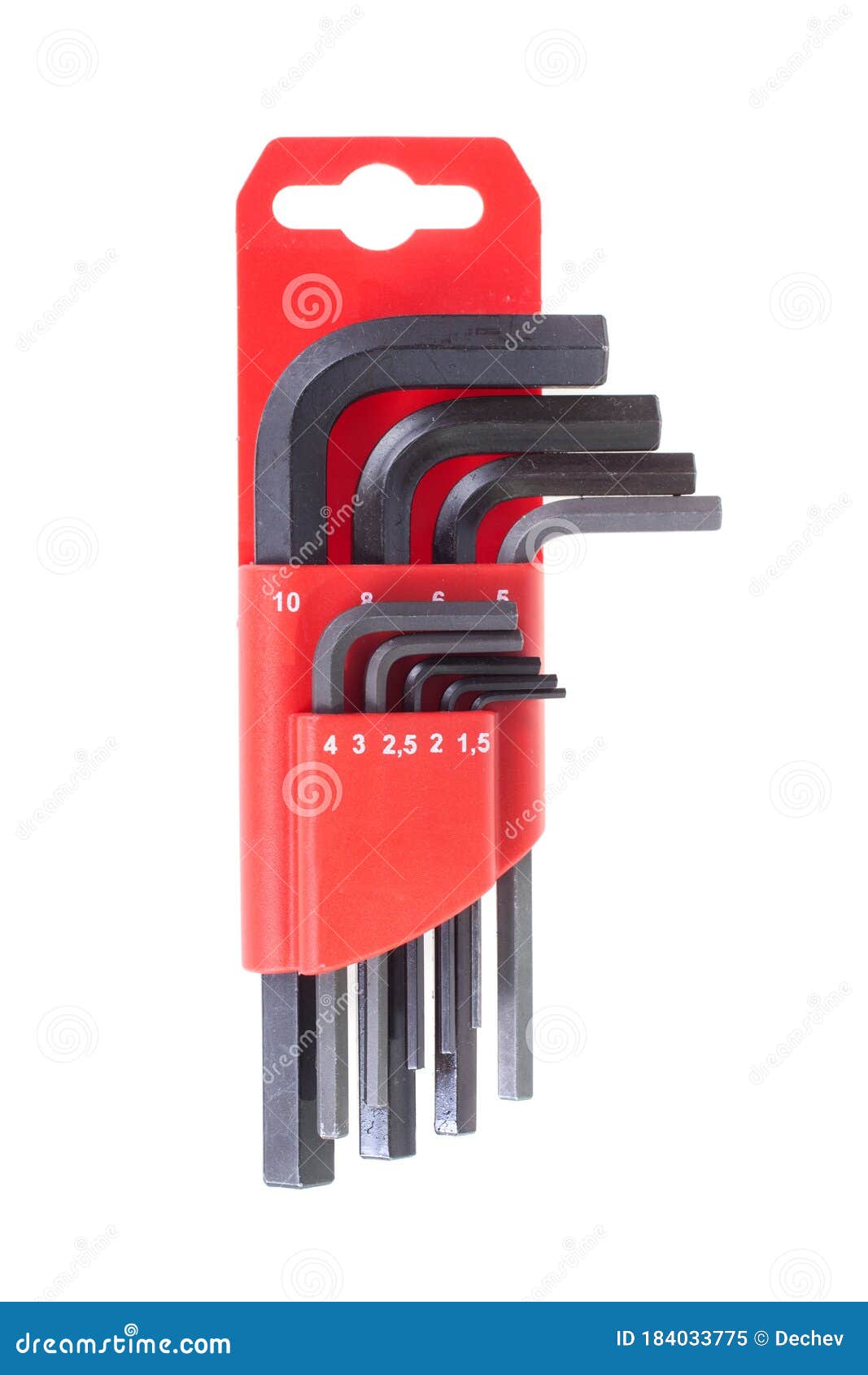Set of Multiple Metal Hex Keys in a Red Case, Isolated on White Stock ...