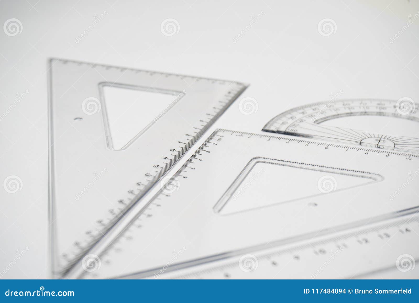 Set Of Multiple Plastic Rulers And The Protractor Stock Photography ...
