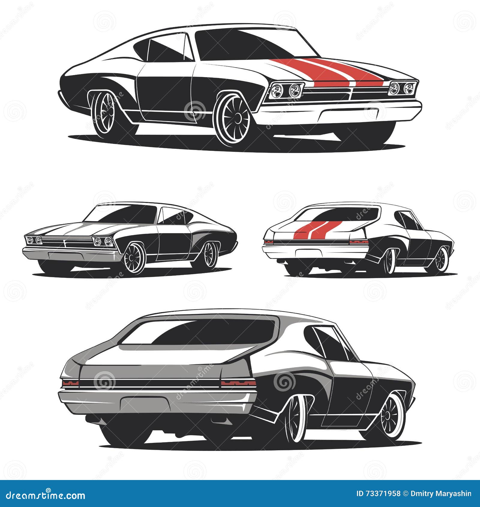 Set of Muscle Car Templates for Icons and Emblems. Stock Vector ...
