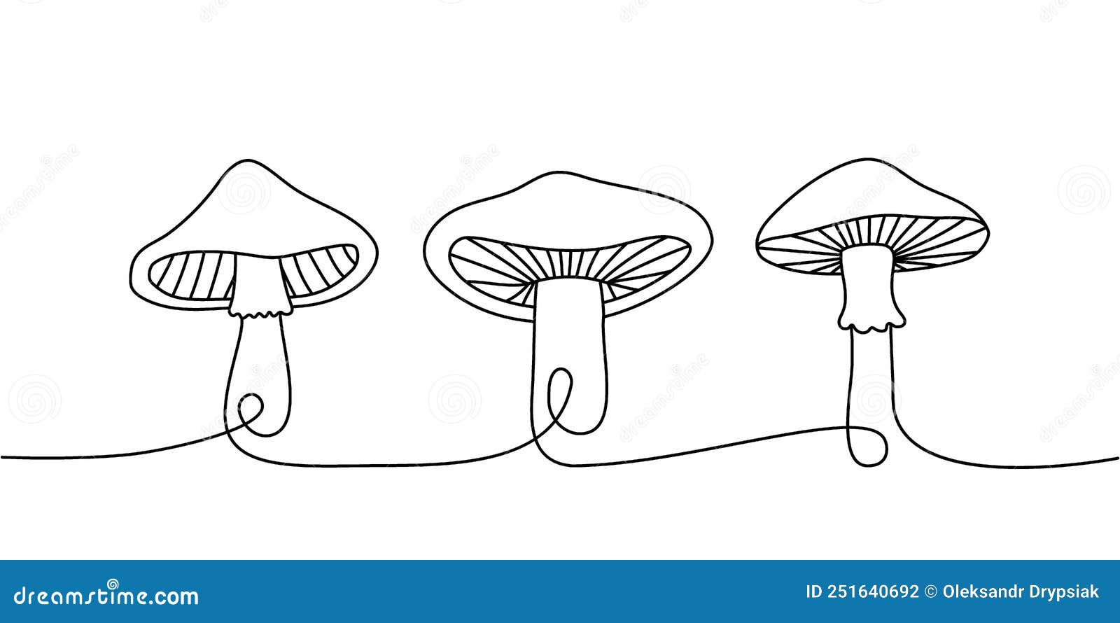 Set of Mushroom One Line Continuous Drawing. Mushroom Continuous One ...