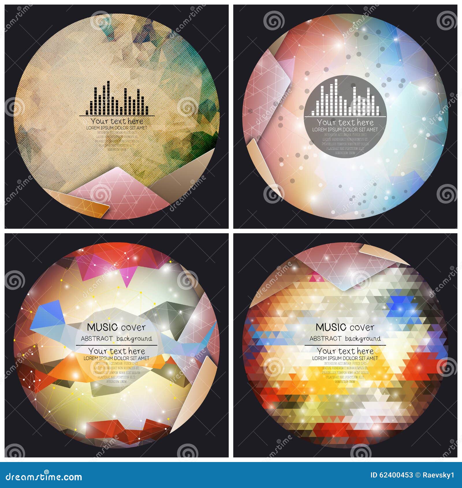 Set of 4 Music Album Cover Templates. Abstract Stock Vector ...
