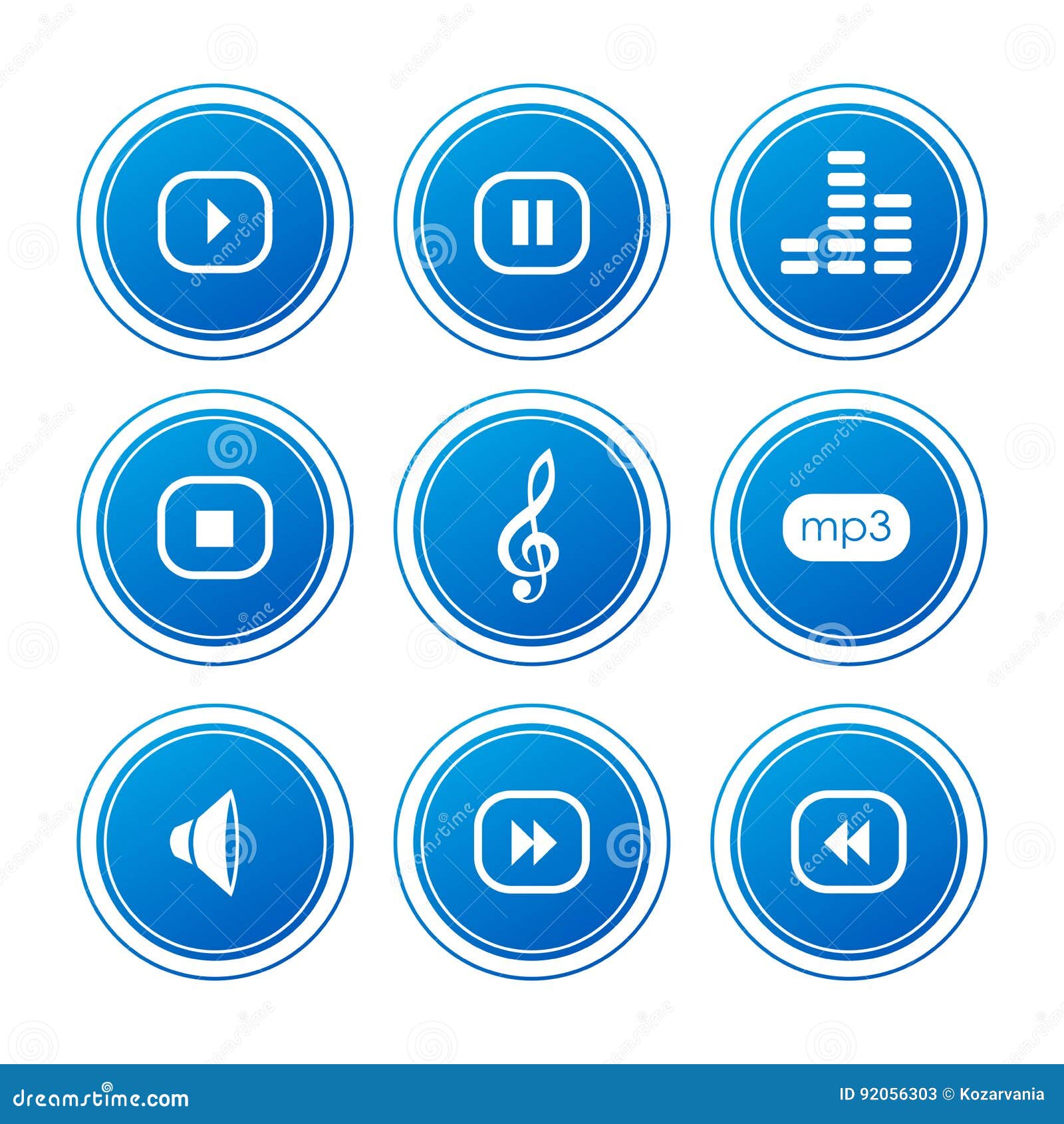 Set music buttons stock vector. Illustration of equalizer - 92056303