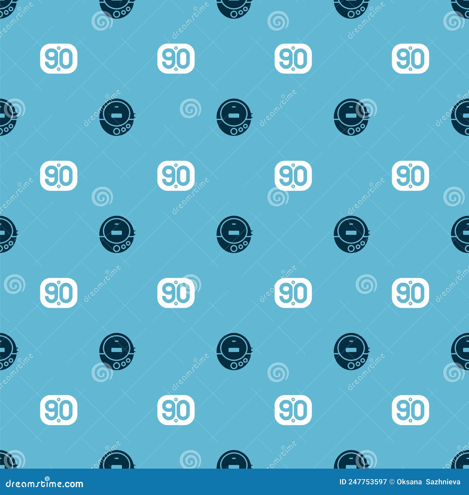 Set Music CD Player and 90s Retro on Seamless Pattern. Vector Stock ...