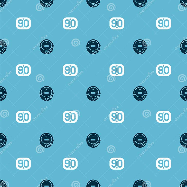 Set Music CD Player and 90s Retro on Seamless Pattern. Vector Stock ...