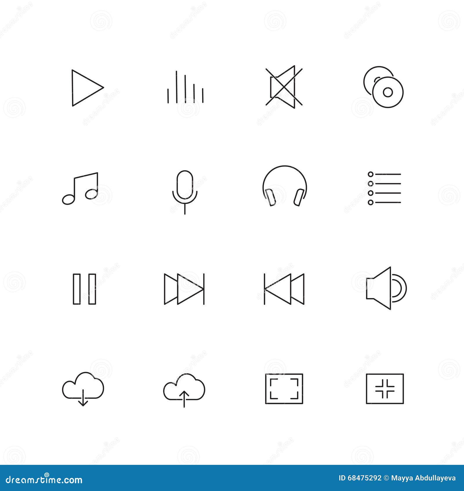 Set of music line icons stock vector. Illustration of abstract - 68475292