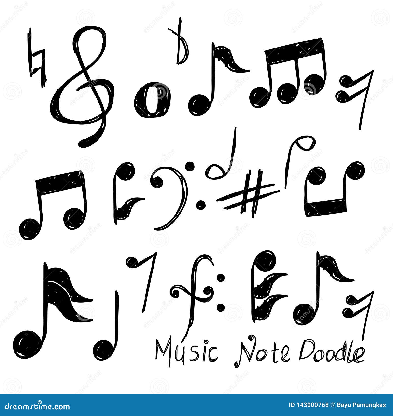 Set of Music Note Doodle Vector Template Stock Illustration ...