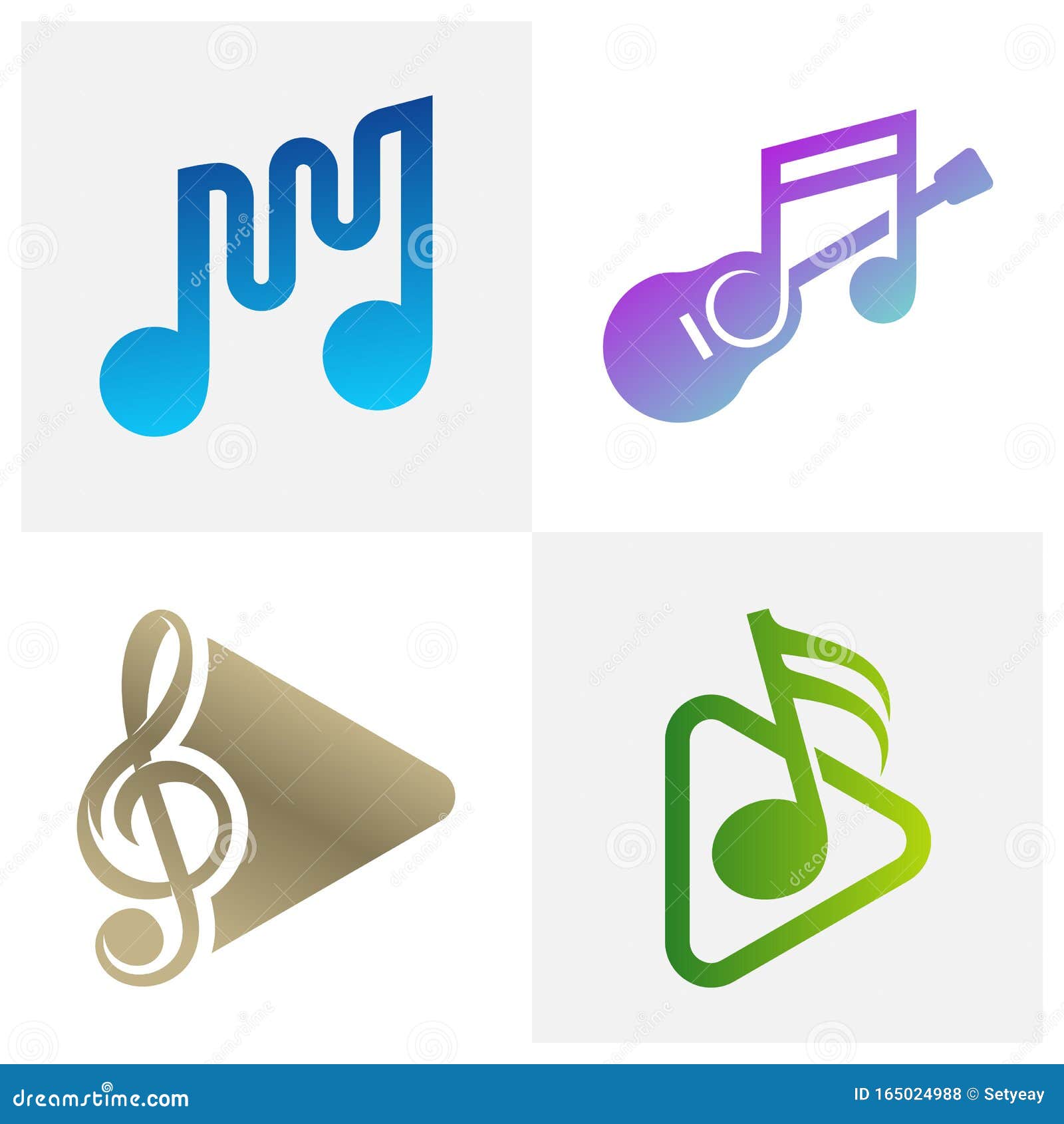 Set of Music Note Logo Design Concept Vector. Note Play Music Logo ...