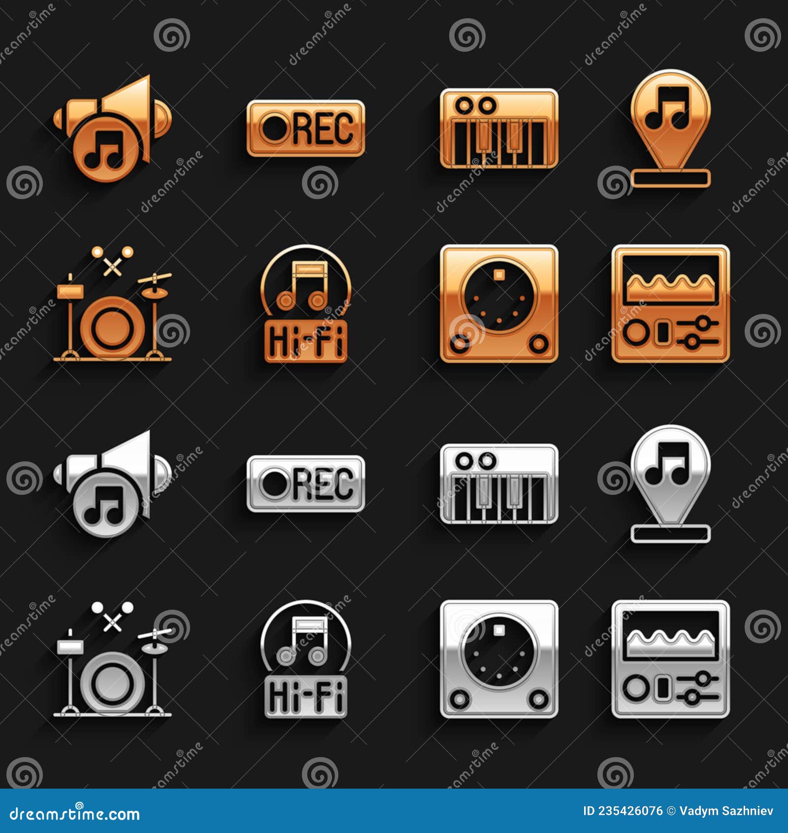 Set Music Note, Tone, Drum Machine, Drums, Synthesizer, Speaker Volume ...