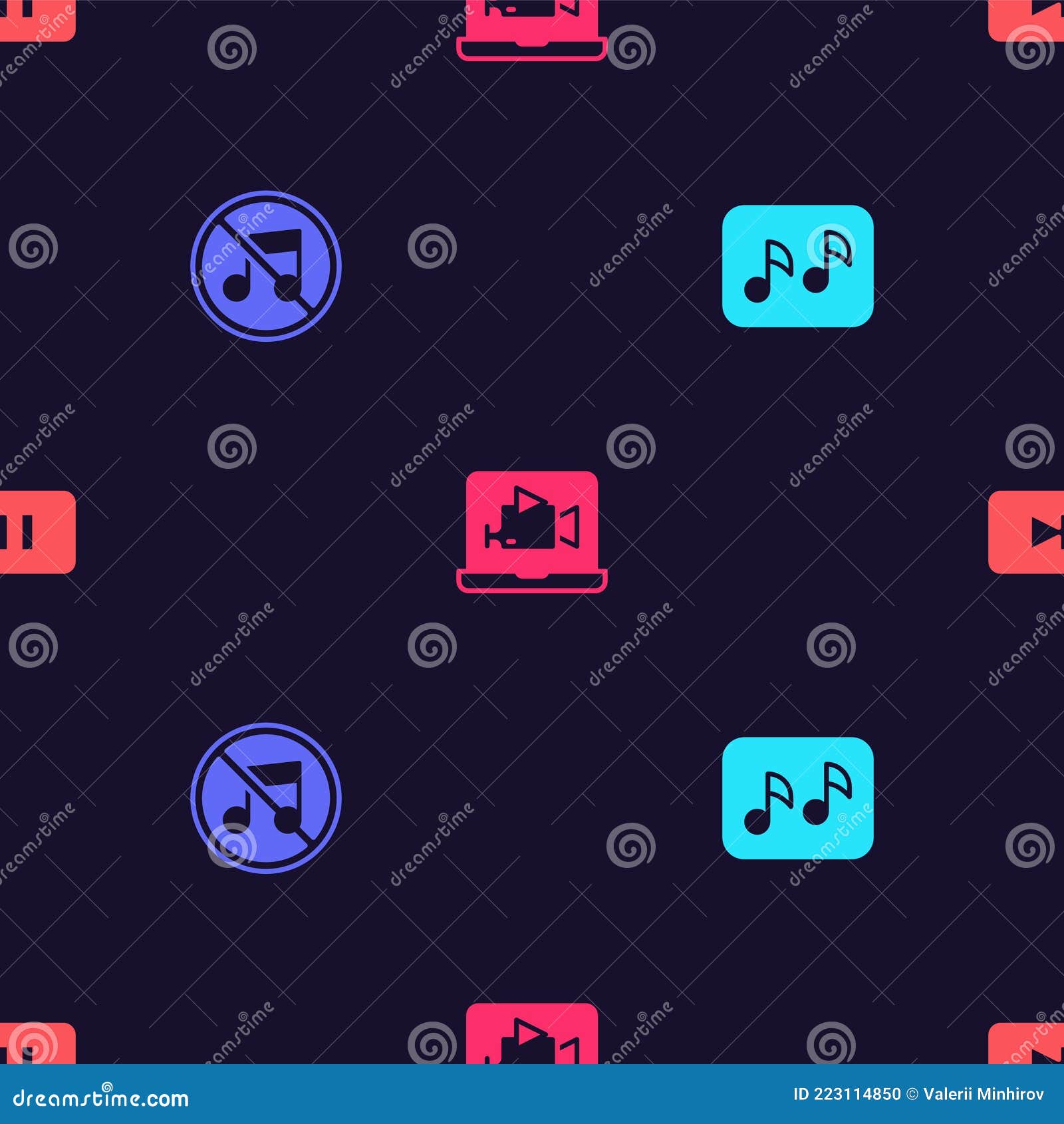 Set Music Note, Tone, Speaker Mute, Online Play Video and Pause Button ...