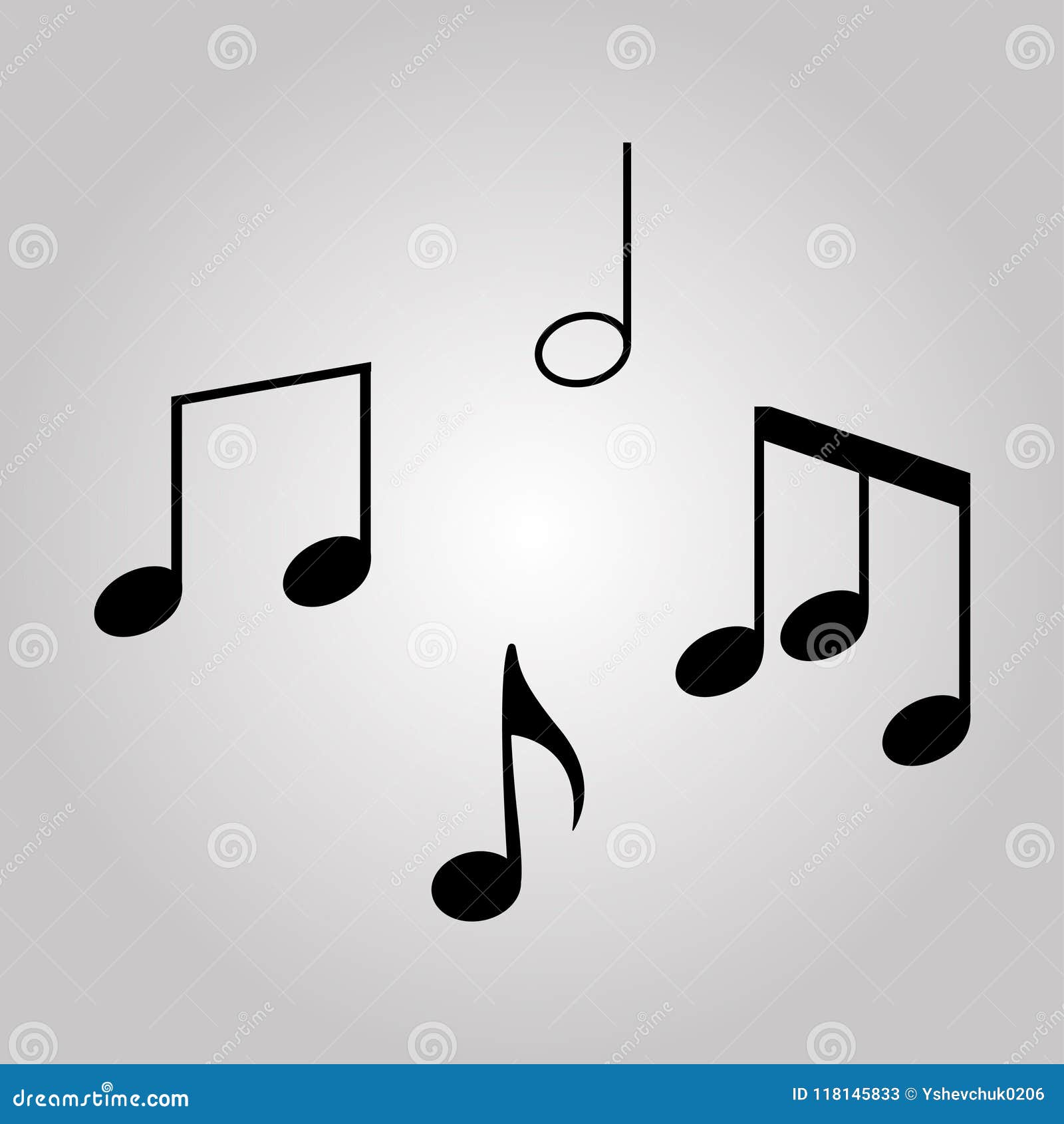 Set of Music Notes on the Grey Background Stock Vector - Illustration ...