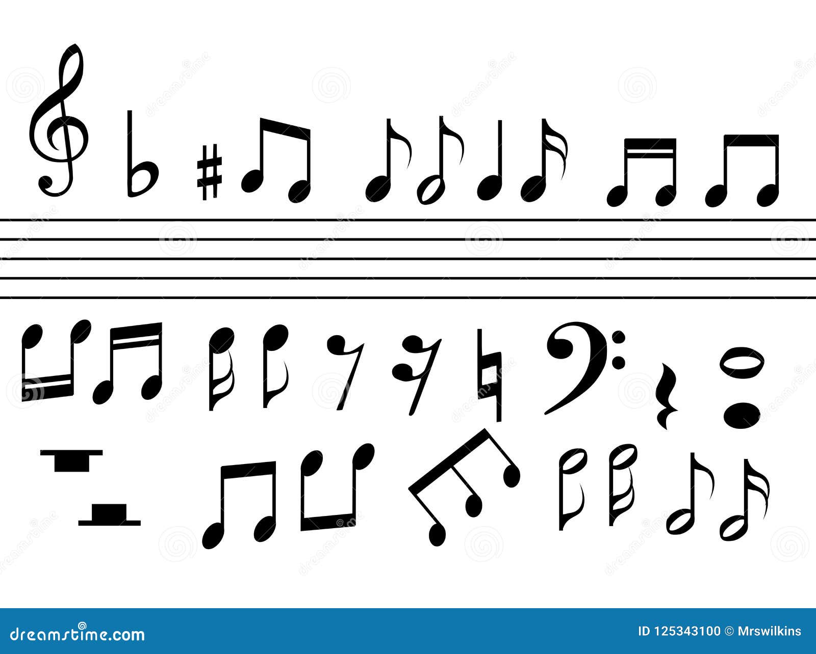 Set of music notes vector stock illustration. Illustration of musical ...