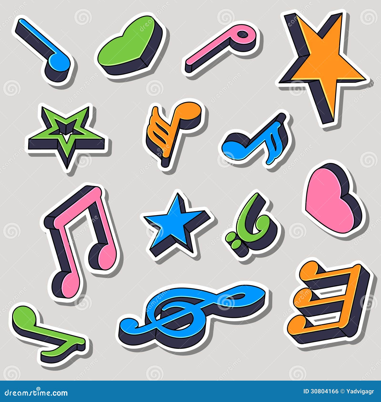 Set of music notes stock vector. Illustration of collection - 30804166