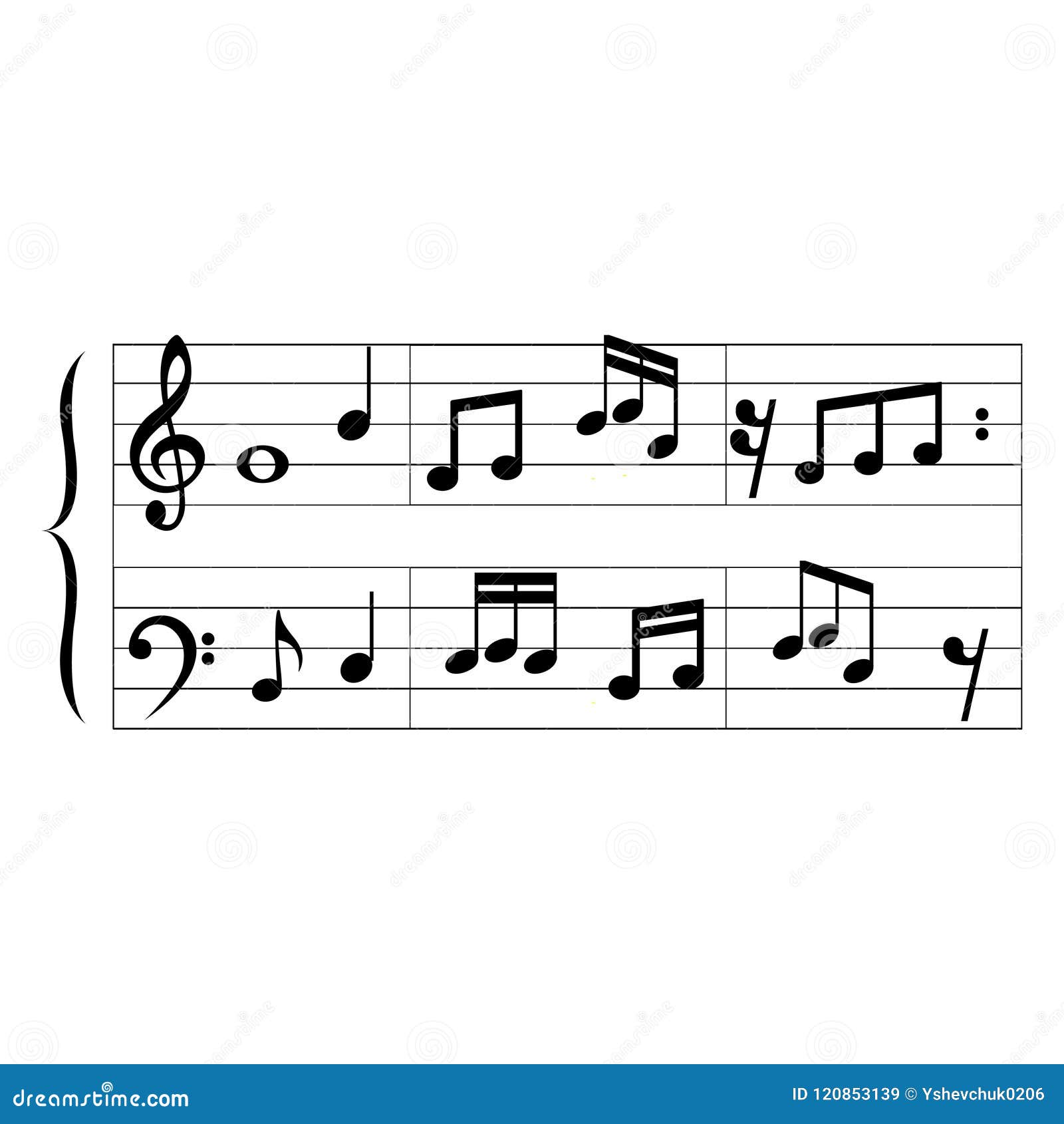 Set of Music Notes on a White Background Stock Vector - Illustration of ...