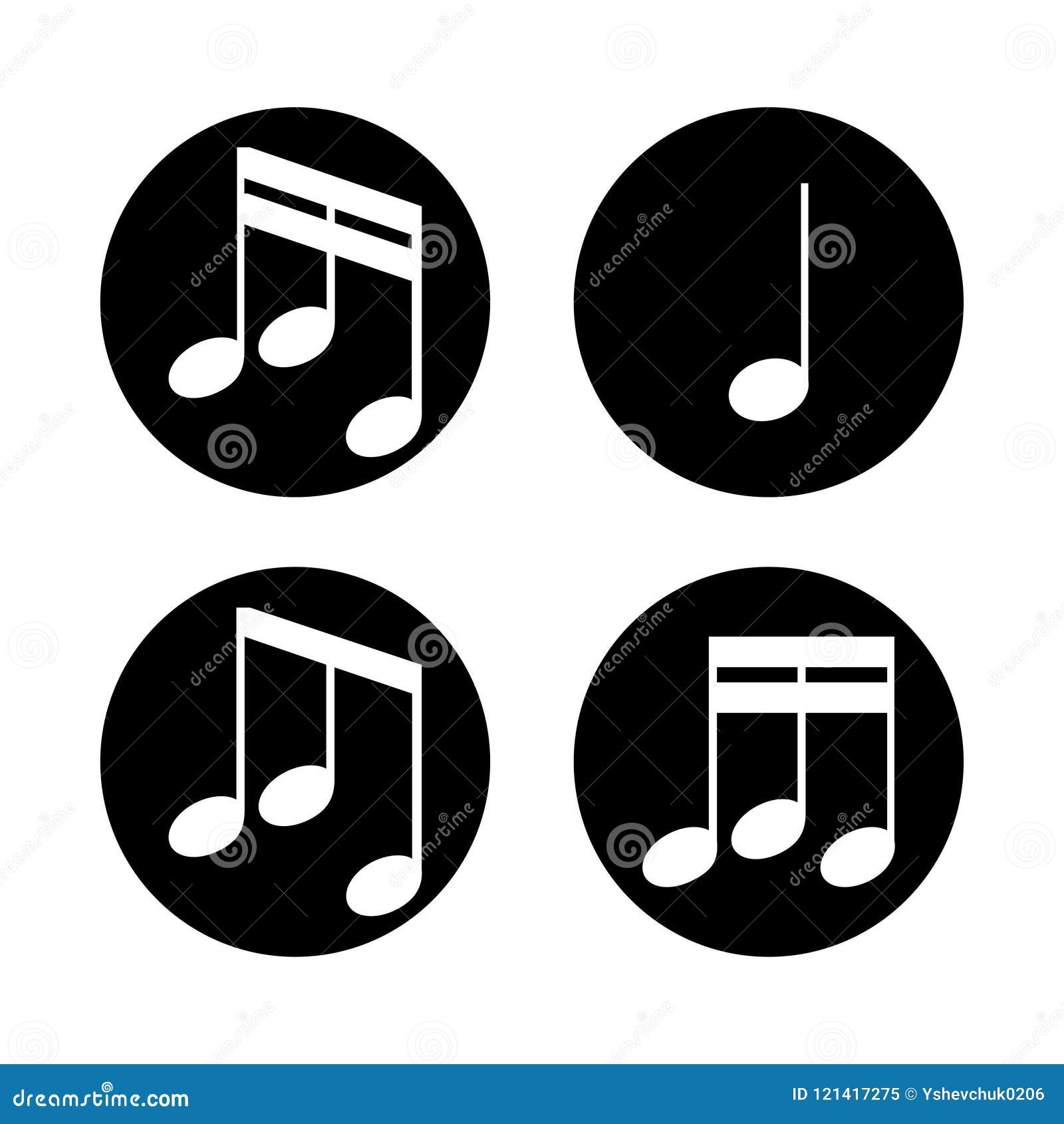 Set of Music Notes on a White Background. Vector Illustration Stock ...