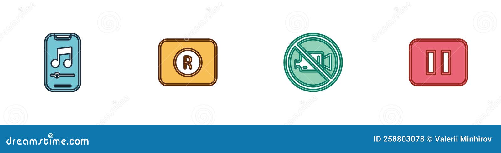 Set Music Player, Record Button, Prohibition No Video Recording and ...