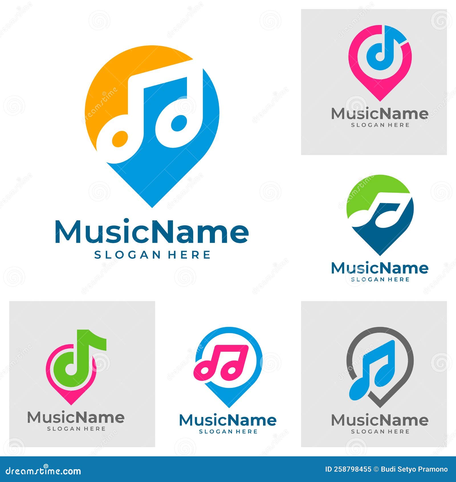 Set of Music Point Logo Vector Icon Illustration. Point Music Logo ...