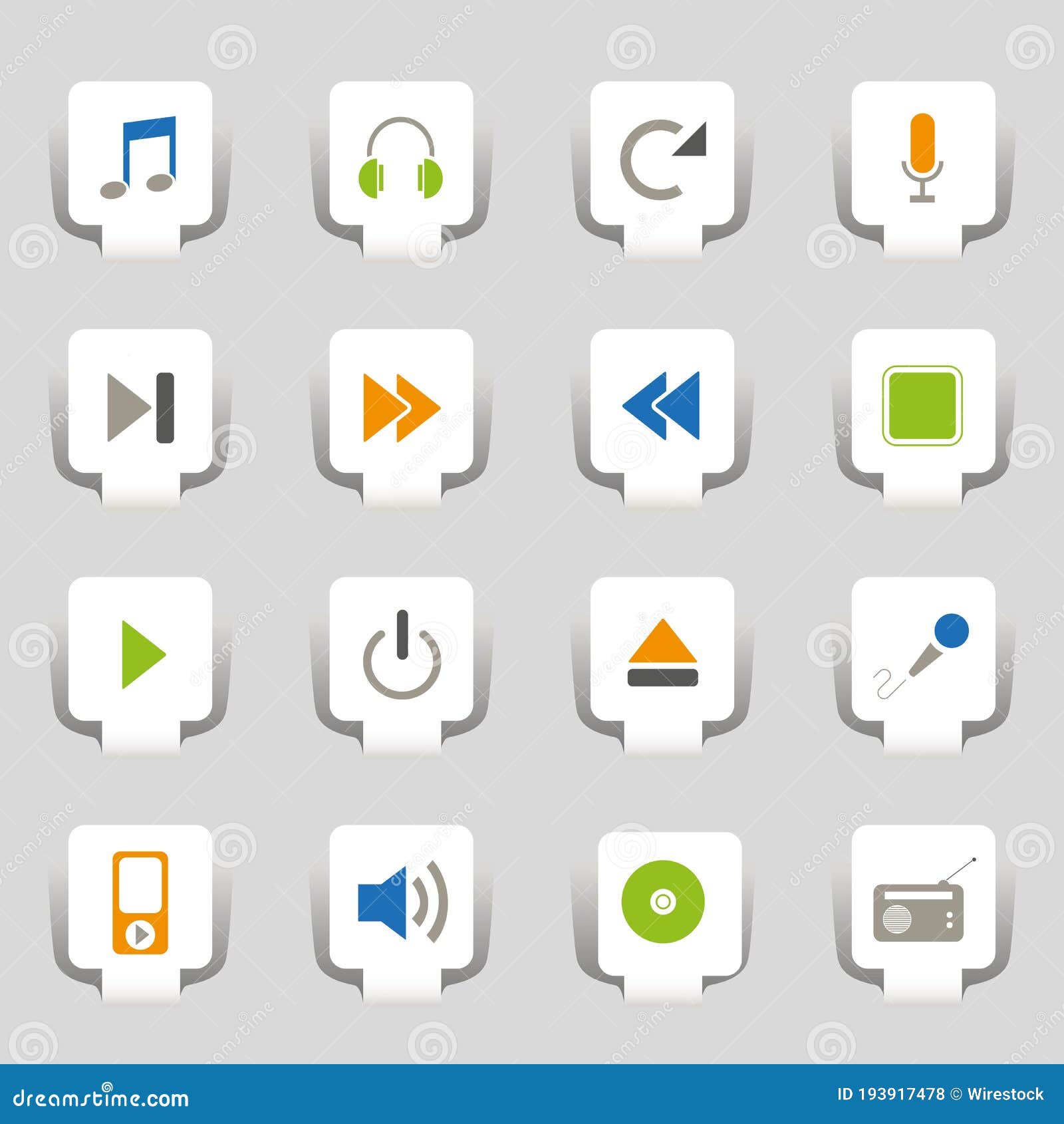 Set of Music-related Symbols for Phone and Web Stock Illustration ...