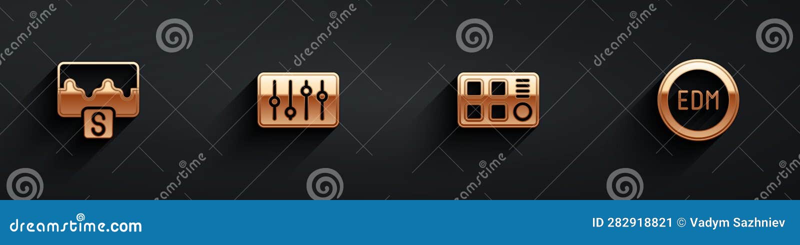 Set Music Wave Equalizer, Sound Mixer Controller, Drum Machine and EDM ...