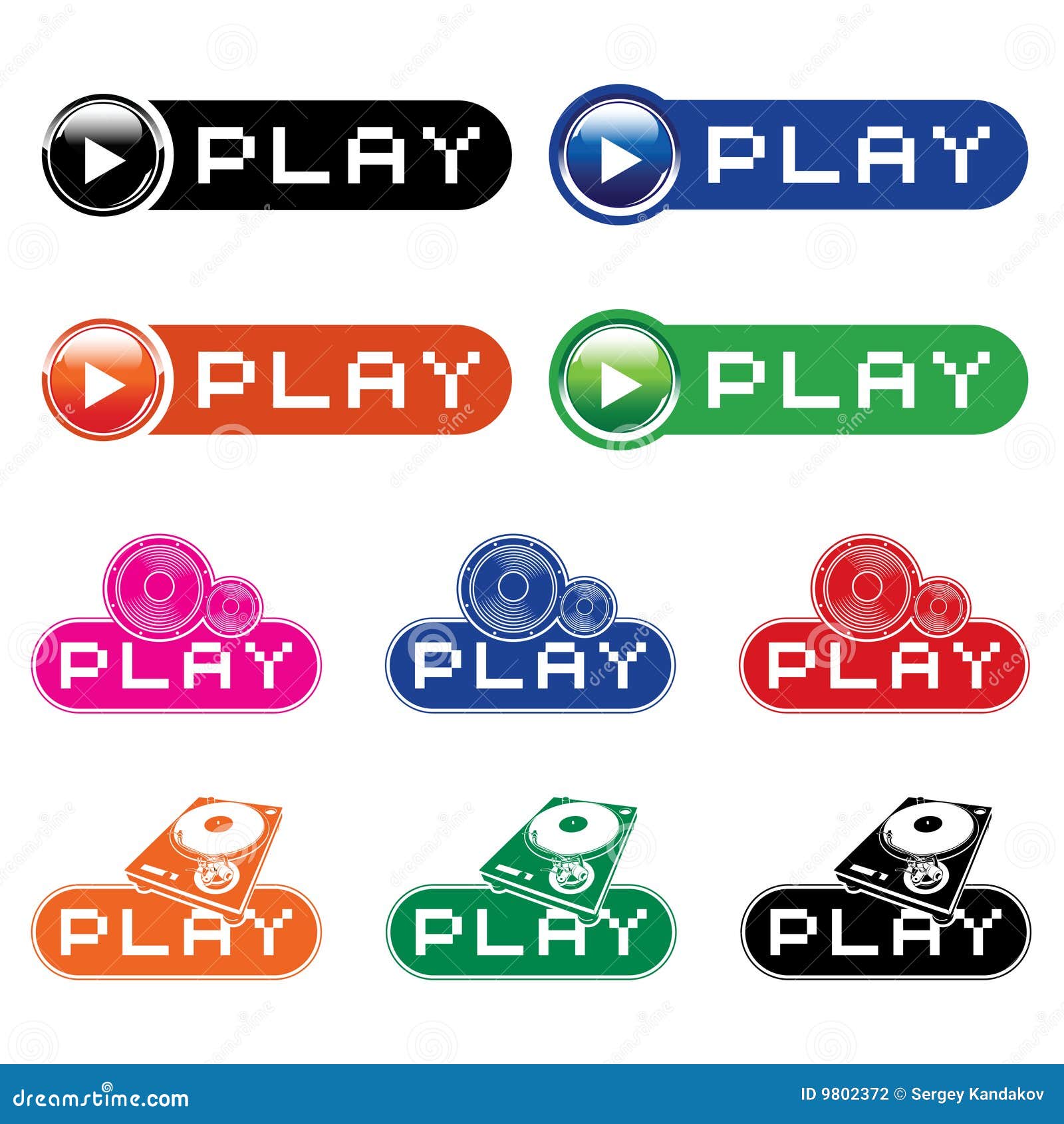 Set of musical buttons stock vector. Illustration of modern - 9802372