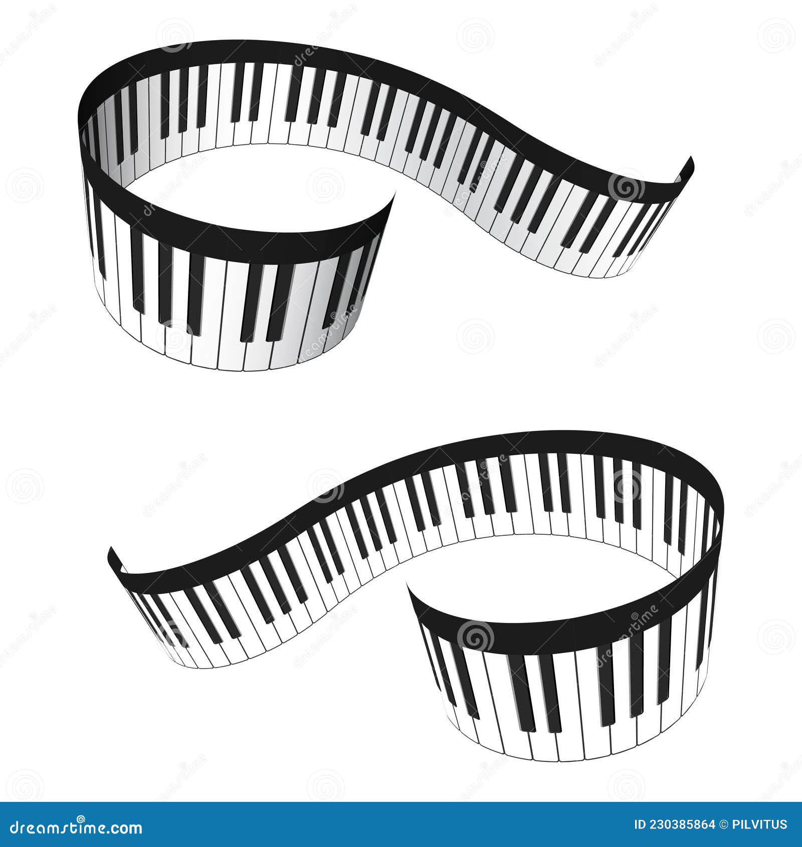 Set of Musical 3D Piano Keyboard in Perspective. Realistic Piano Keys ...