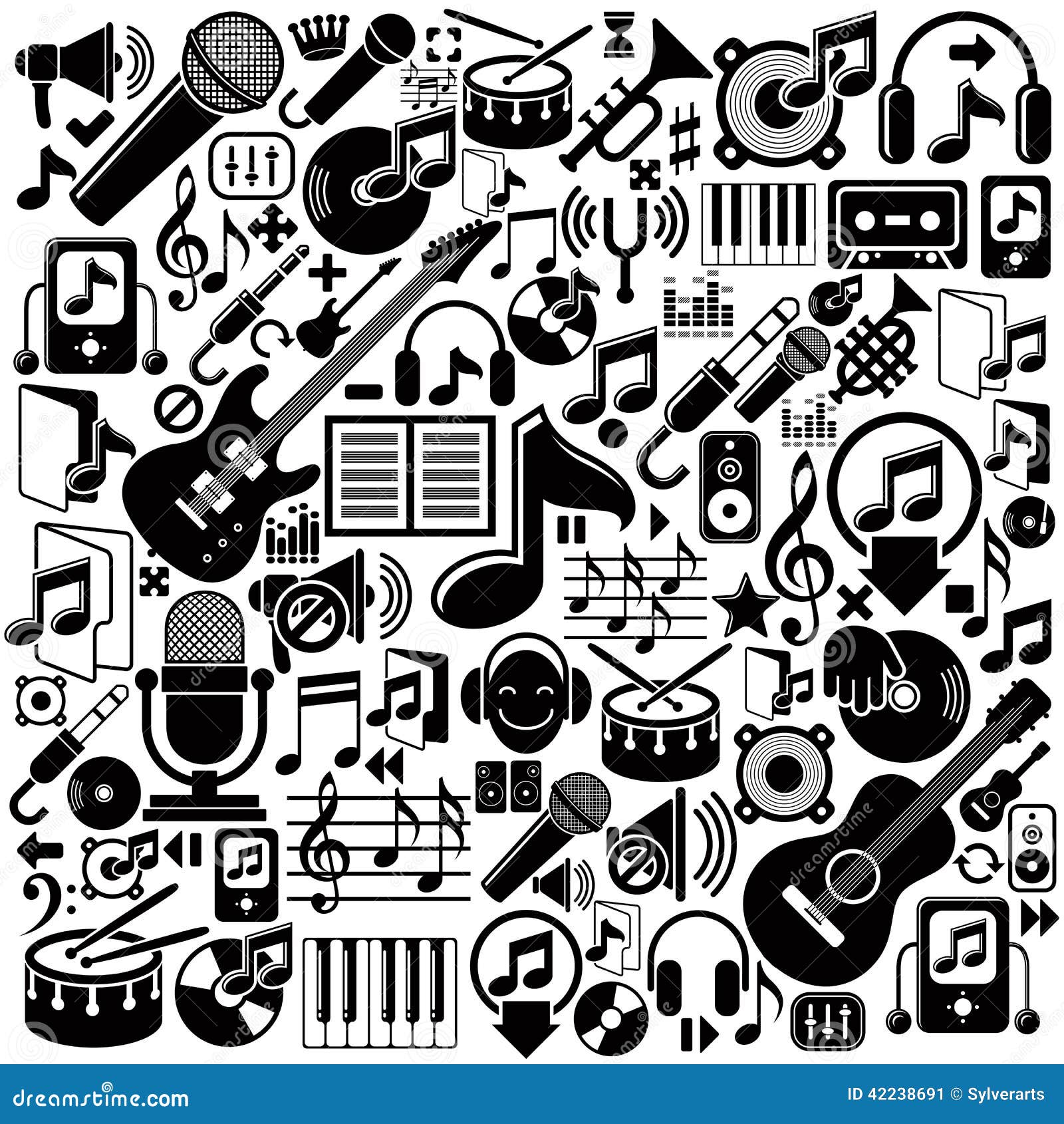 Set of musical elements. stock vector. Illustration of clef - 42238691