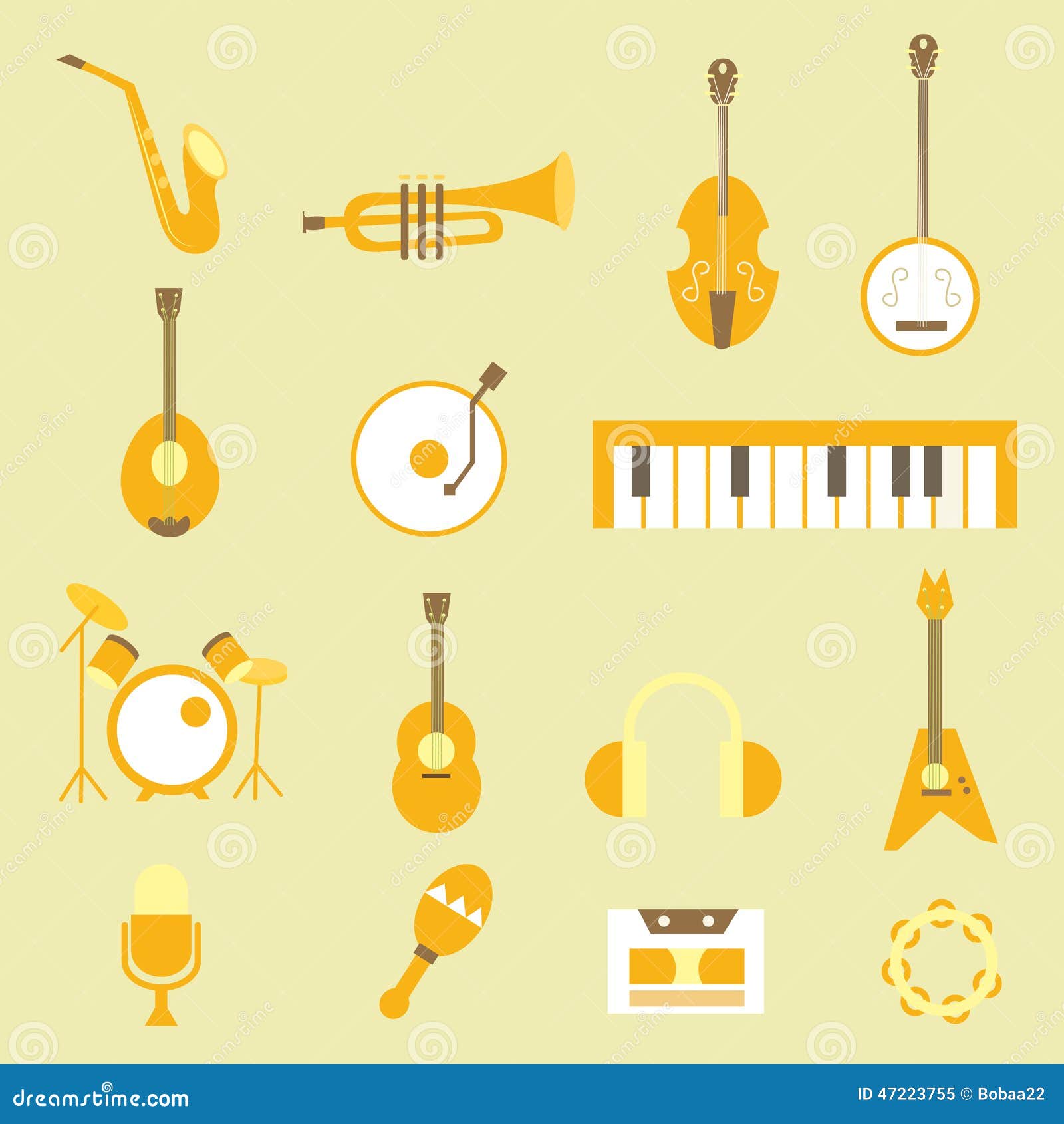 Set musical flat icons stock illustration. Illustration of festival ...