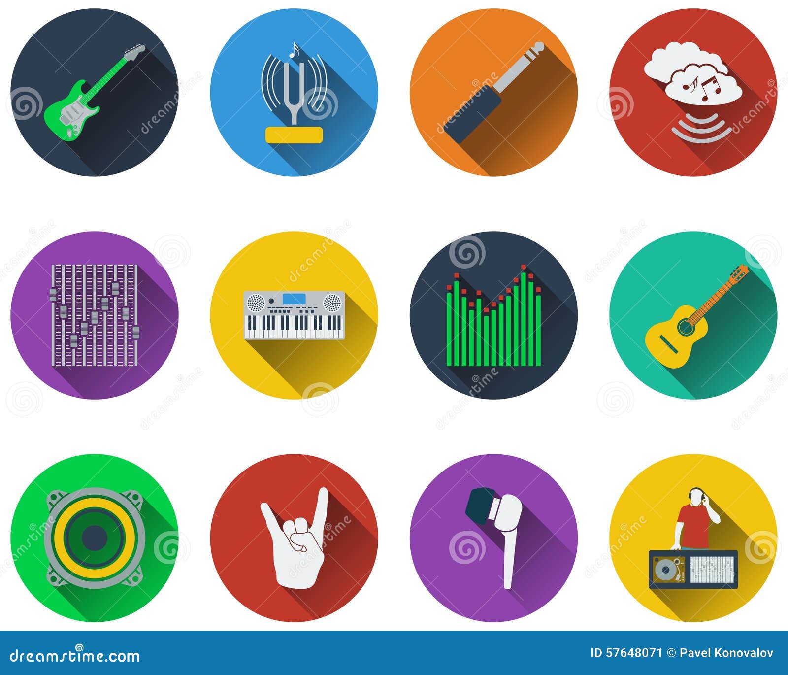 Set of musical icons stock vector. Illustration of flat - 57648071