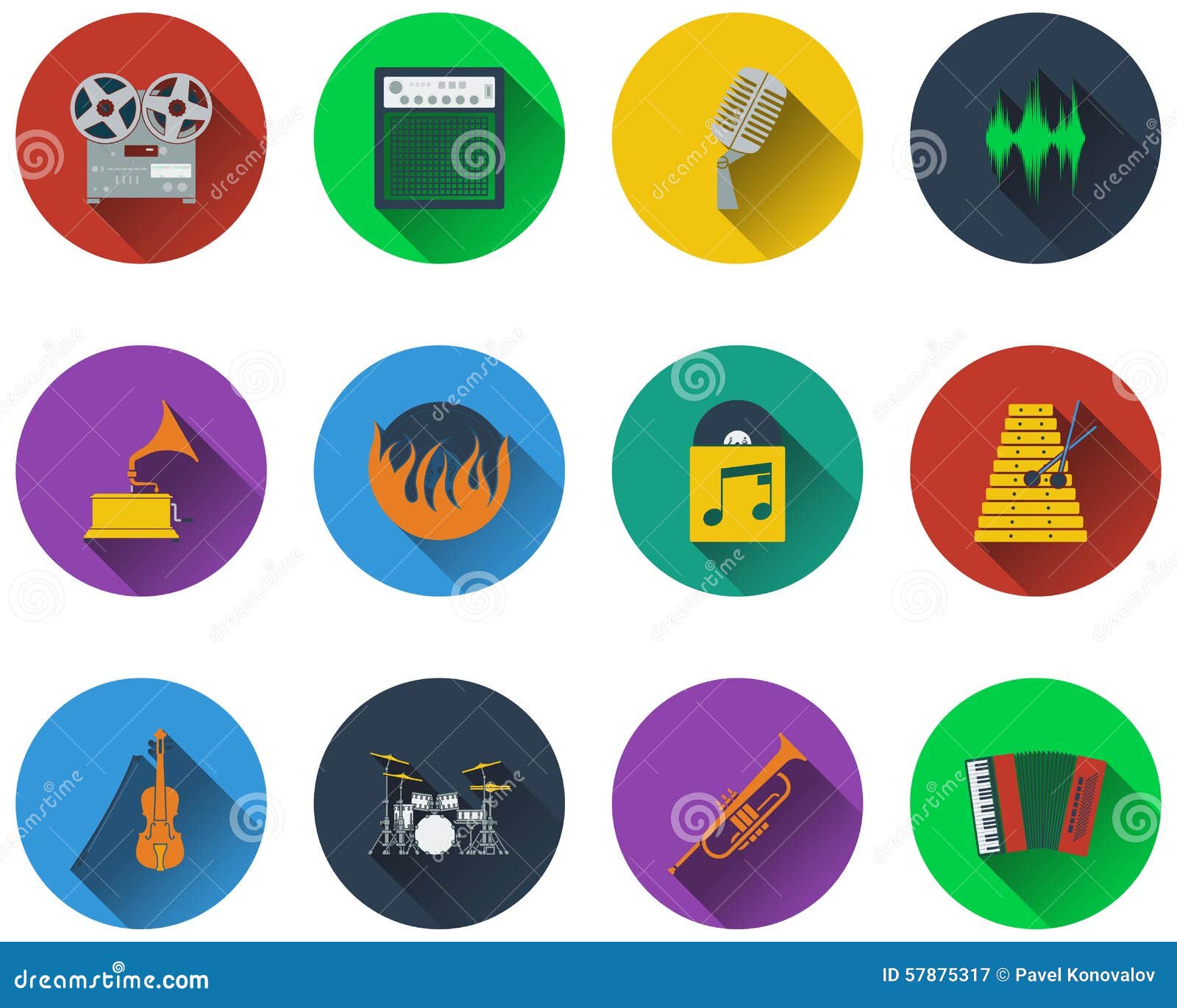 Set of musical icons stock vector. Illustration of recorder - 57875317