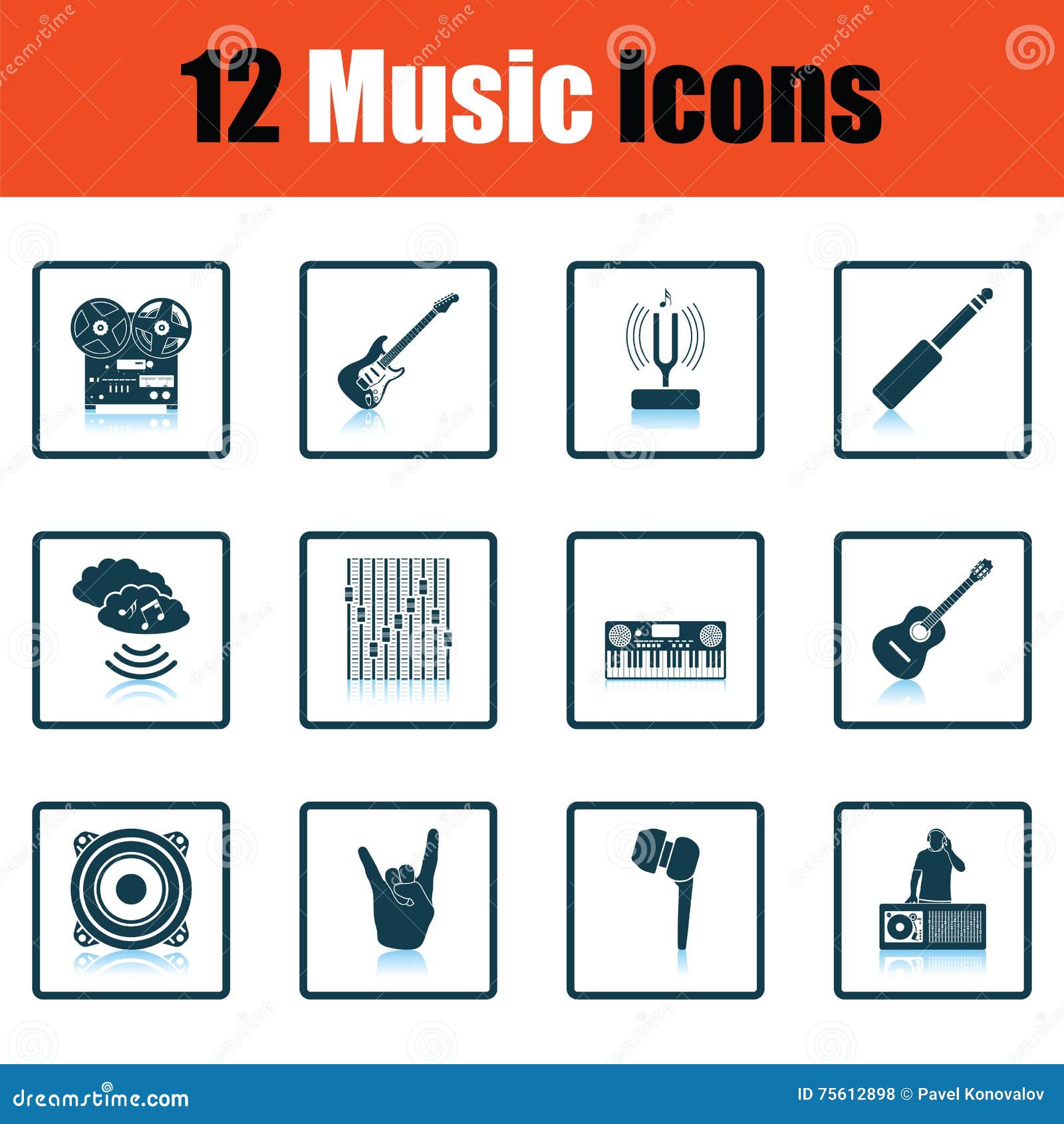 Set of musical icons. stock vector. Illustration of music - 75612898
