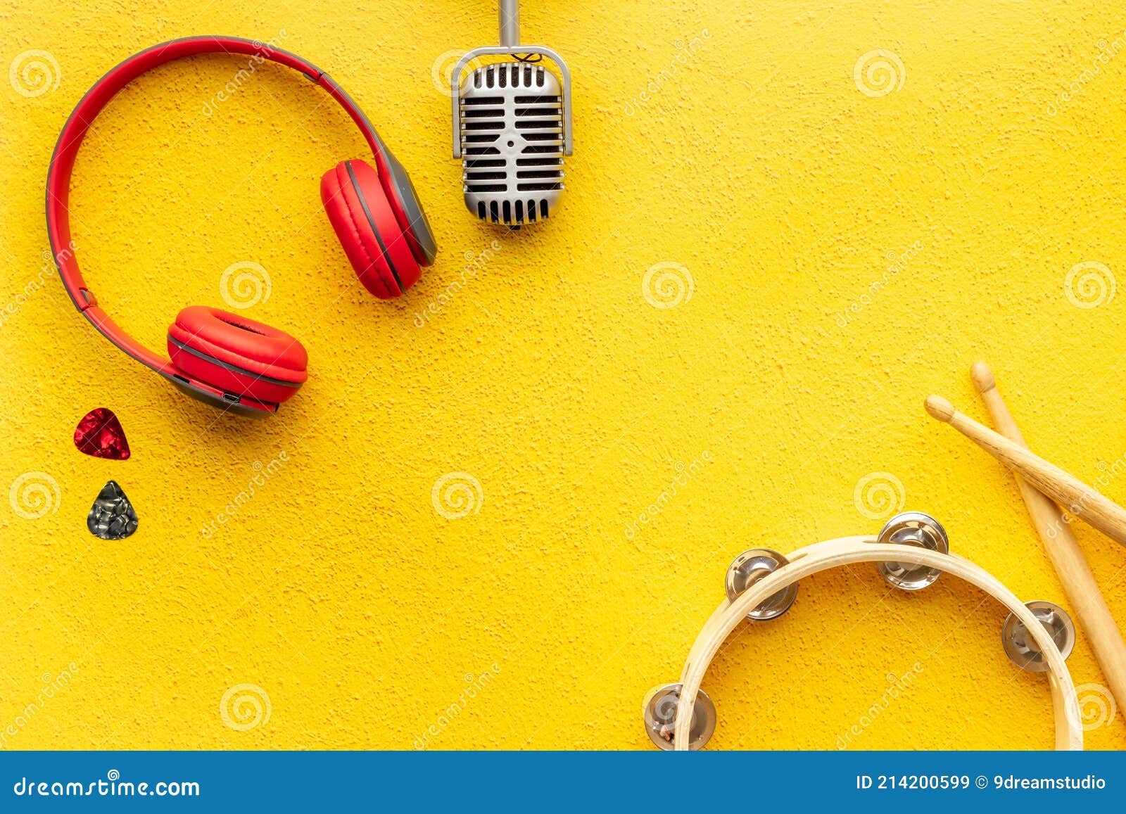 Set of Musical Instrument Top View, Flat Lay Stock Image - Image of ...