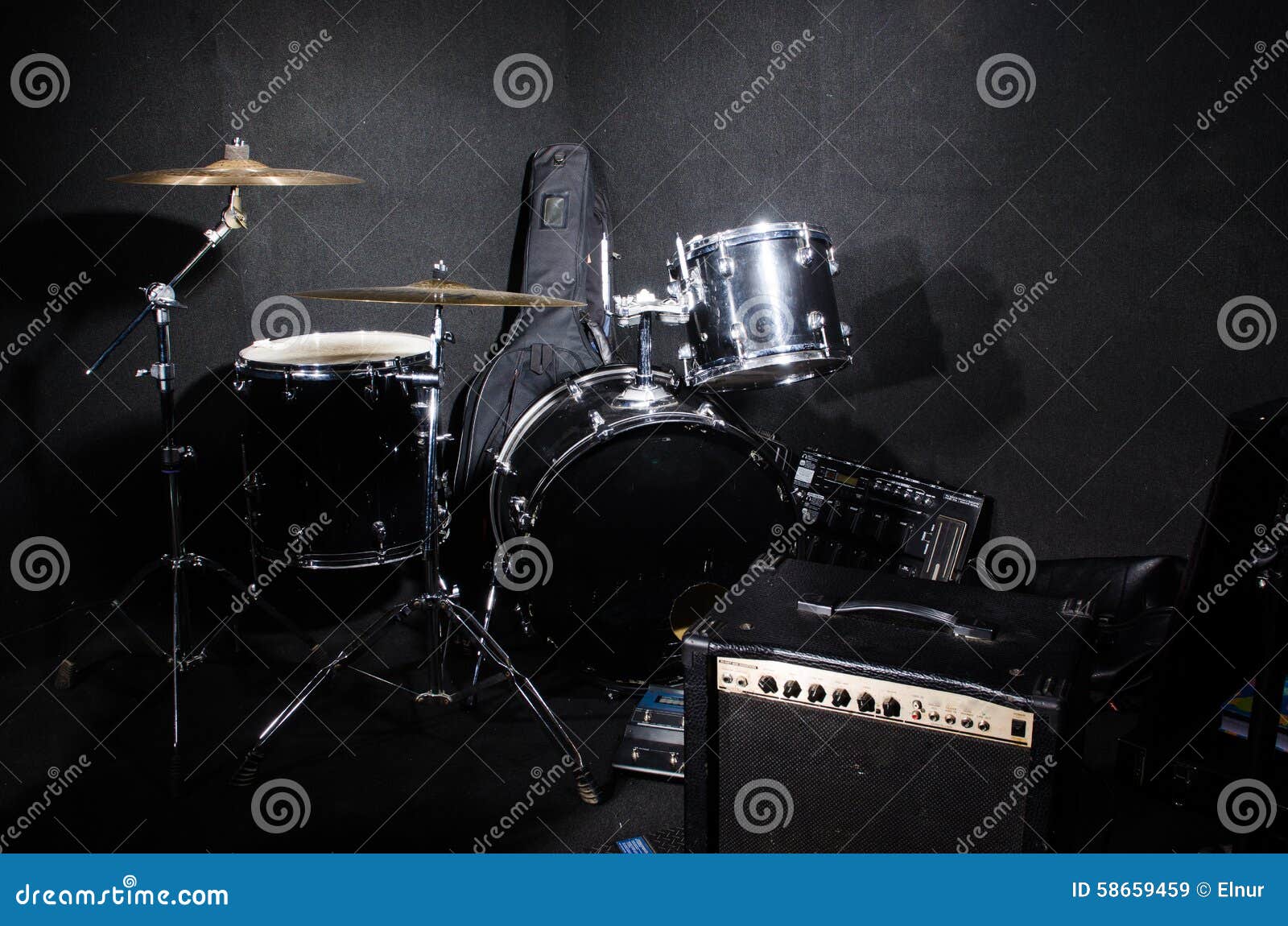 Set of Musical Instruments in Club Stock Image - Image of concert ...