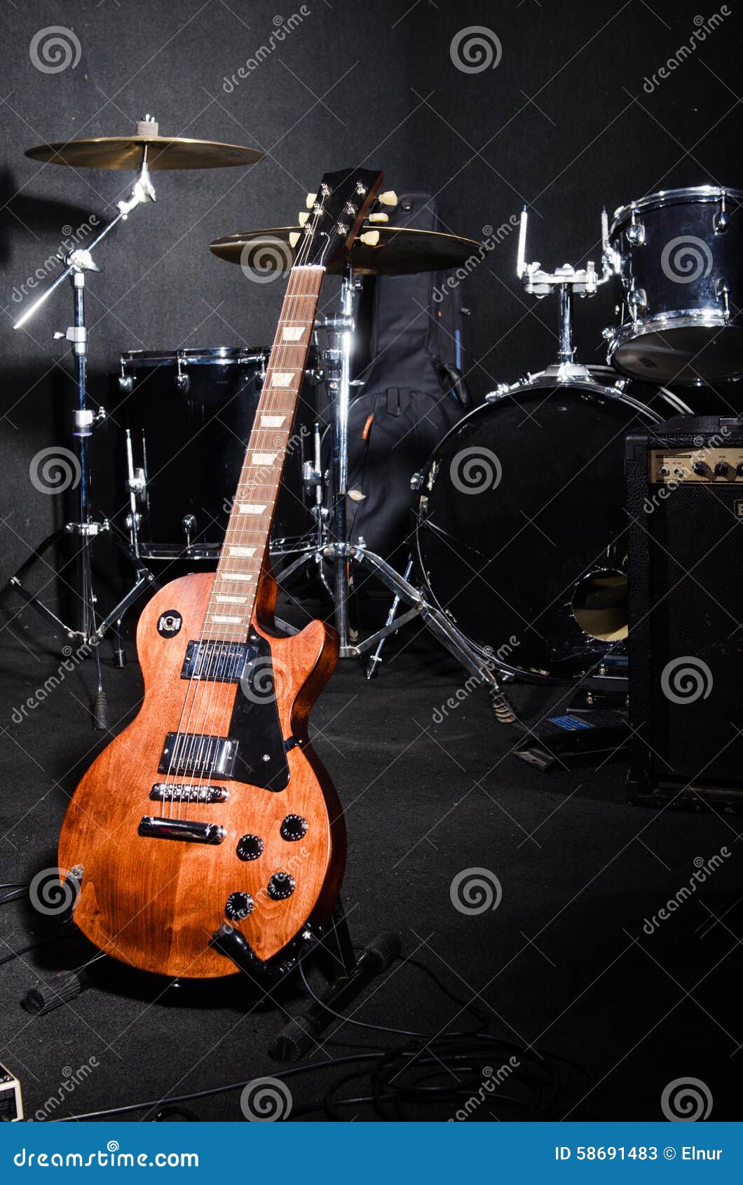 Set of Musical Instruments in Club Stock Image - Image of concert ...