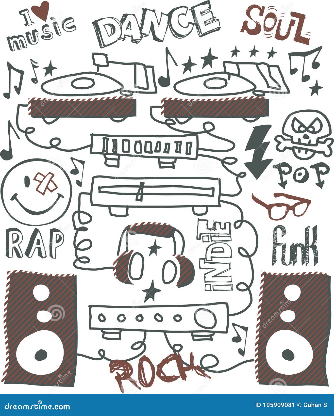 Vector Illustration of Set of Musical Items Stock Vector - Illustration ...