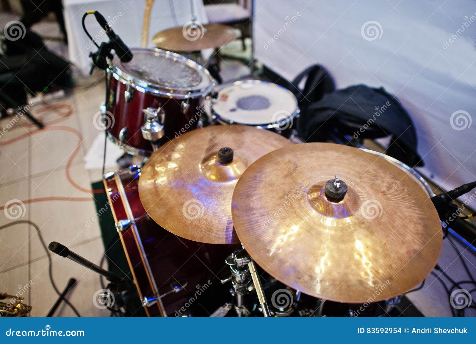 Set of Musical Instruments Drums at Club Stock Photo - Image of light ...
