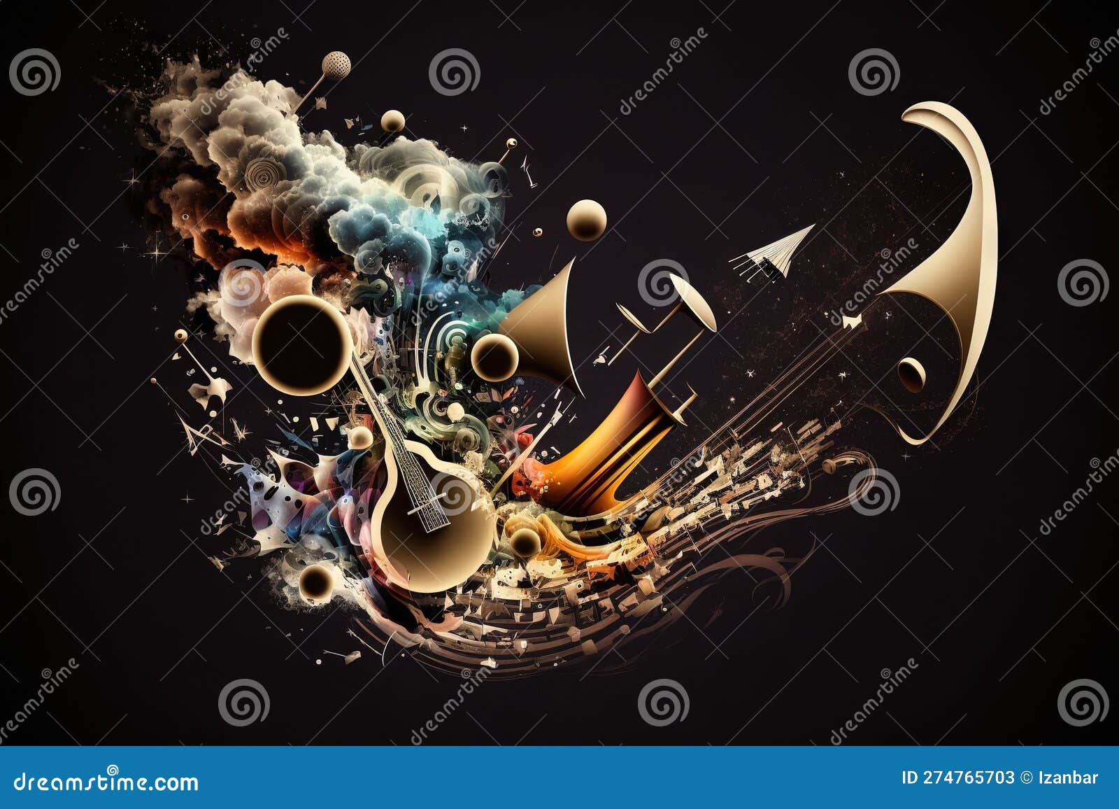 Set of Musical Instruments Exploding Illustration Generative Ai Stock ...