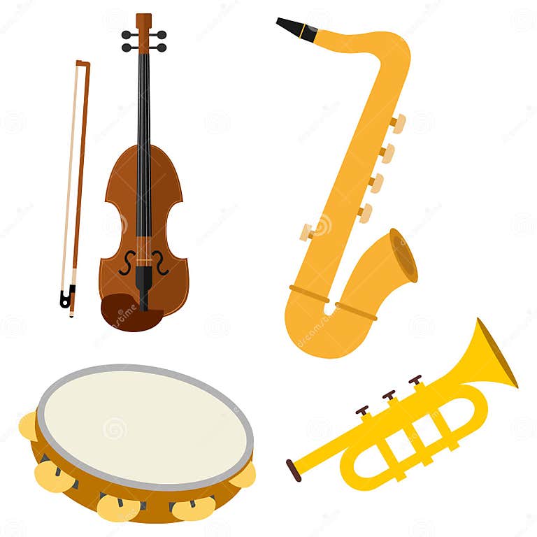 A Set of Musical Instruments Stock Vector - Illustration of design ...
