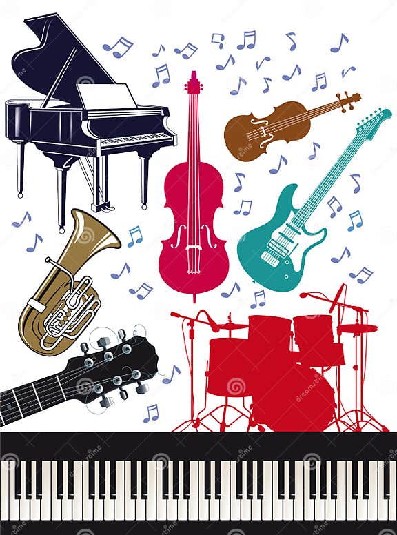 Set of musical instruments stock vector. Illustration of illustrated ...