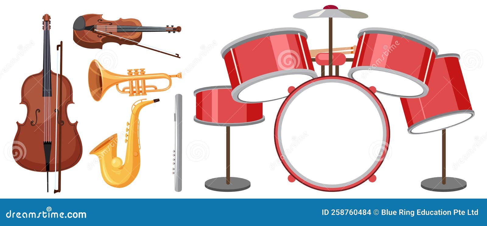Set of musical instruments stock vector. Illustration of object - 258760484
