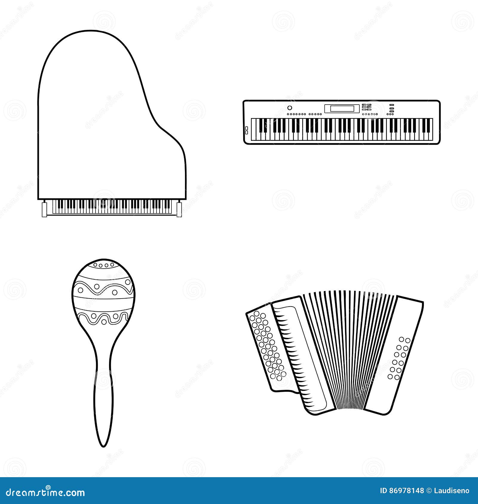 Set of musical instruments stock illustration. Illustration of musical ...
